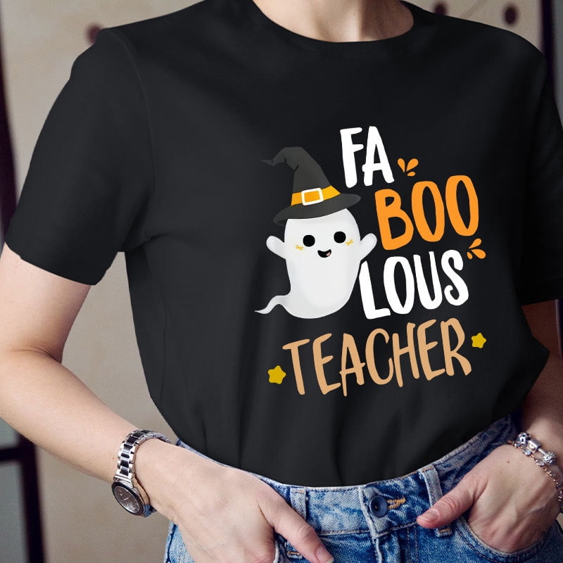 Floating Ghost Fa Boo Lous Teacher T-Shirt, Funny Halloween Teacher ...