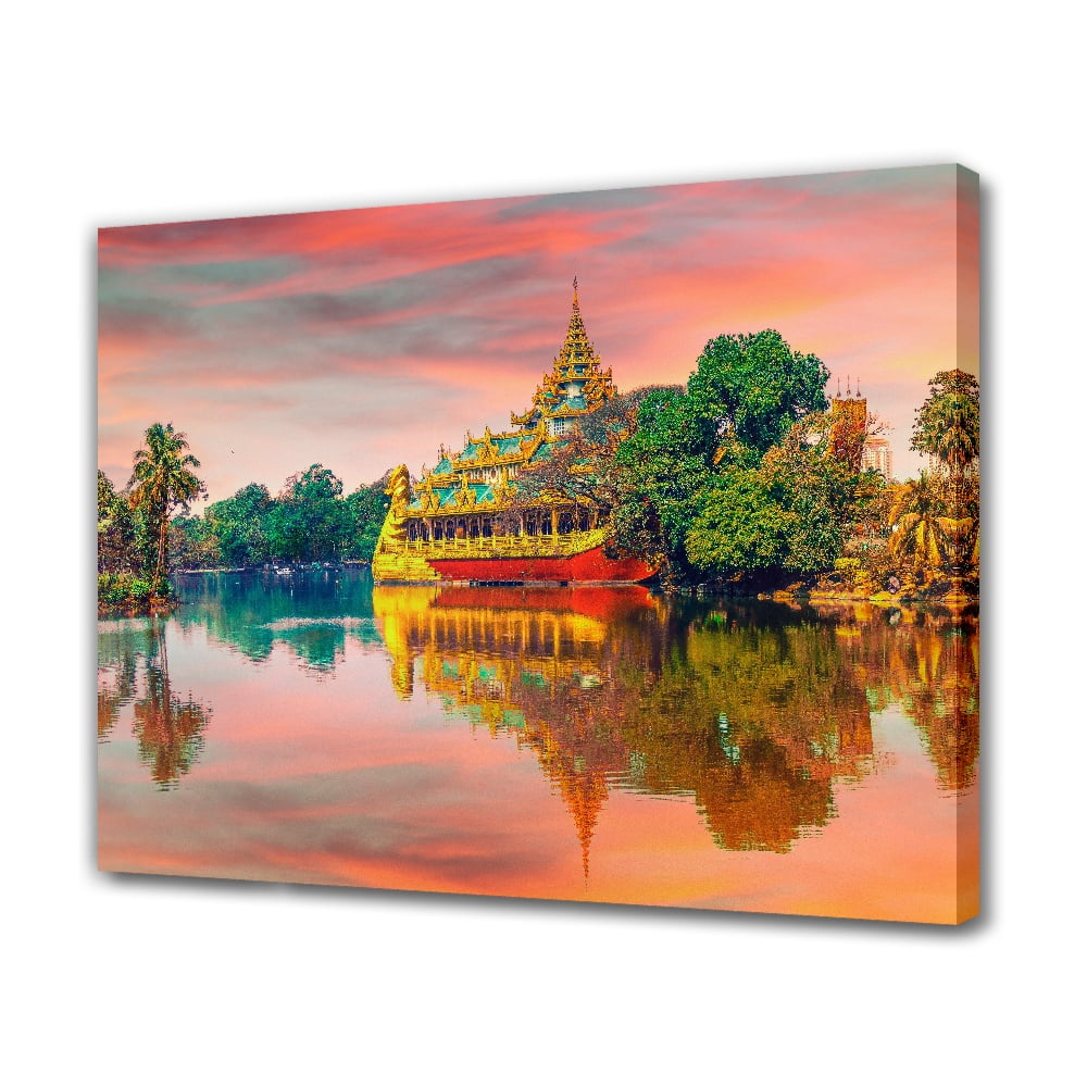 Floating Golden Karaweik Palace in Yangon Myanmar Canvas Poster Bedroom ...