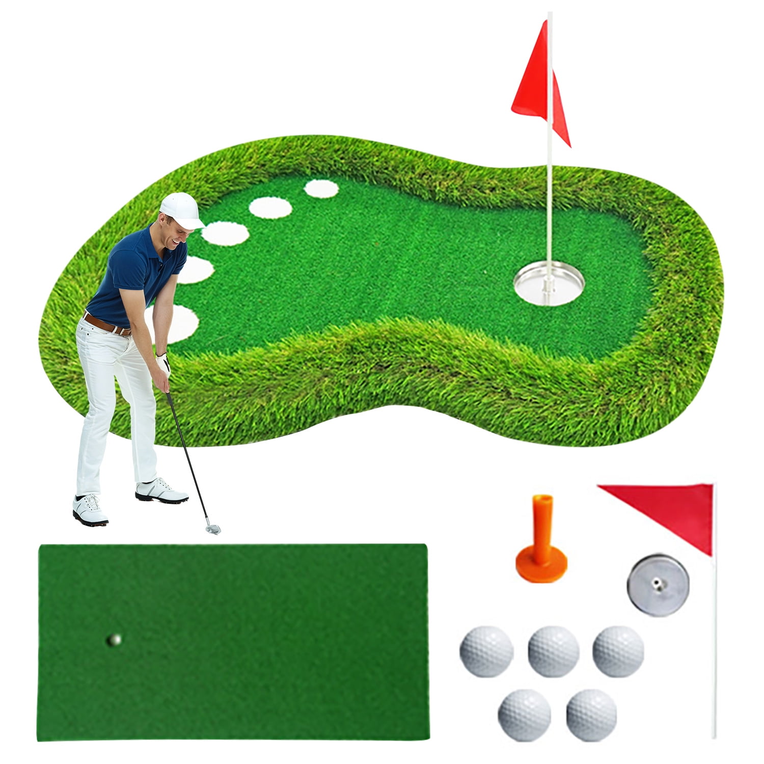 Floating Golf Green for Pool with Chipping Mat, Golf Cup, Golf balls ...