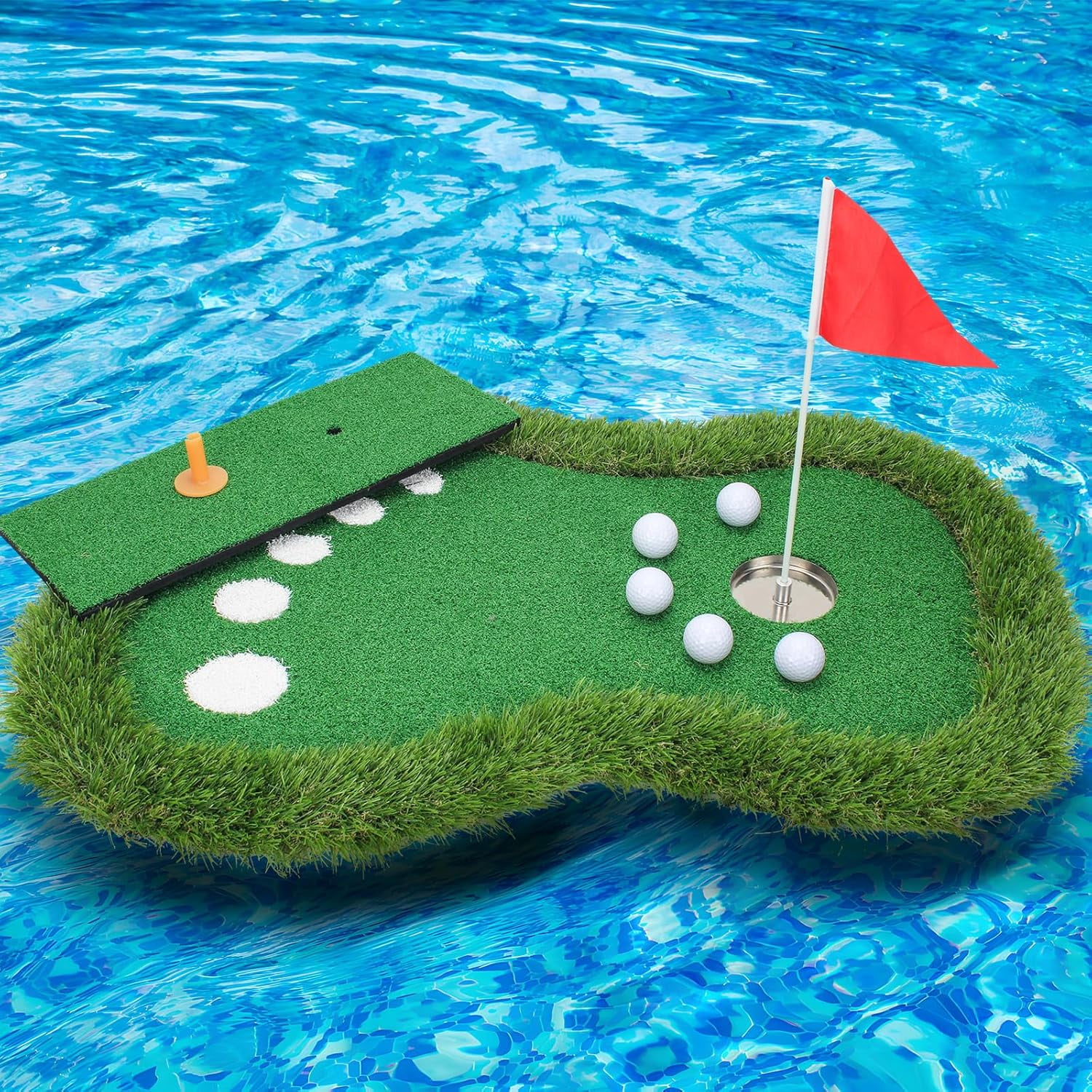Floating Golf Green for Pool, Golf Putting Green for Pool Set Includes ...