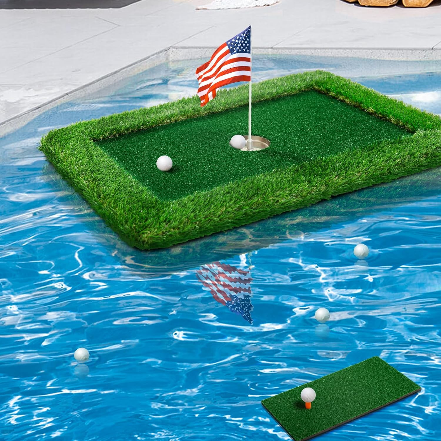 Floating Golf Green for Pool, Various Sizes (35"x24"/47"x35"/63"x47") to Suit Your Needs ...