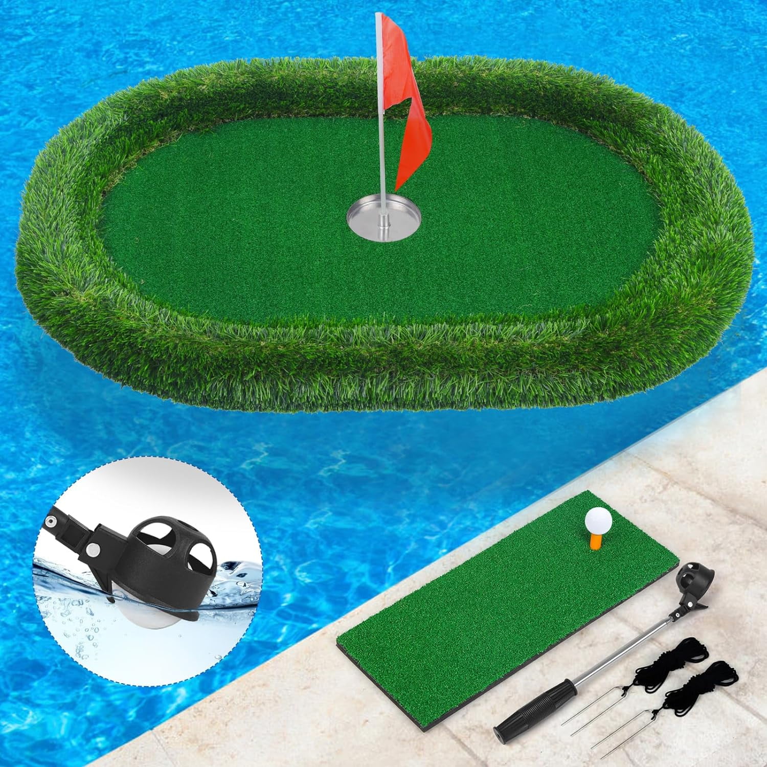 Floating Golf Green for Pool, Floating Chipping Green Mat with Ball ...