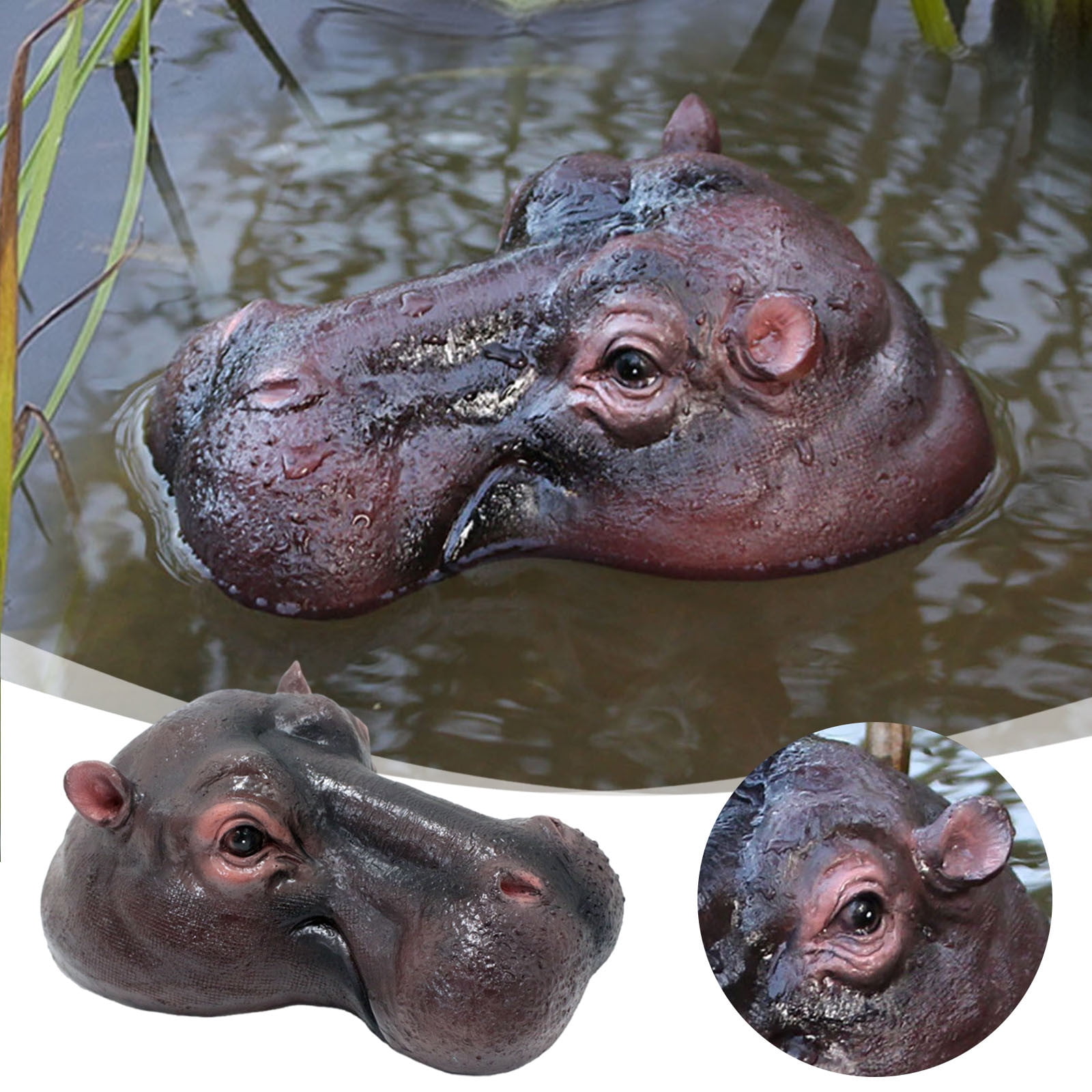Floating Hippopotamus Head Decoy, Pond Accessories Hippopotamus Pool ...