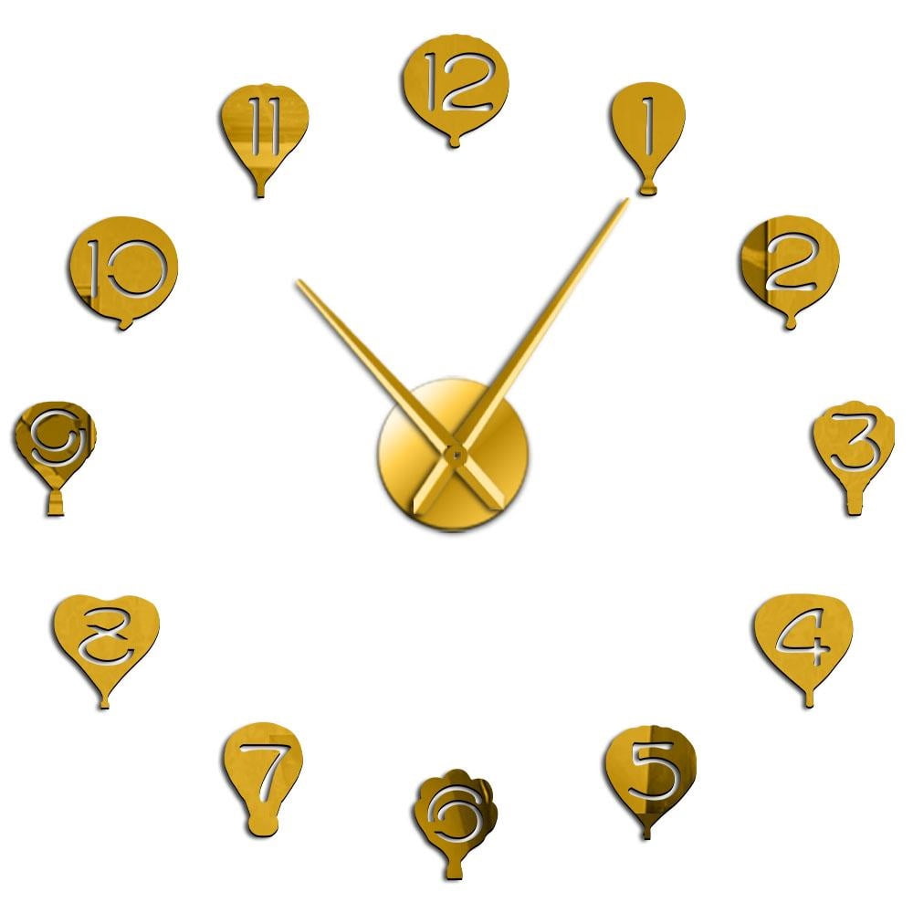 Floating Hot Air Balloon Frameless Wall Clock Stickers, DIY Modern ...