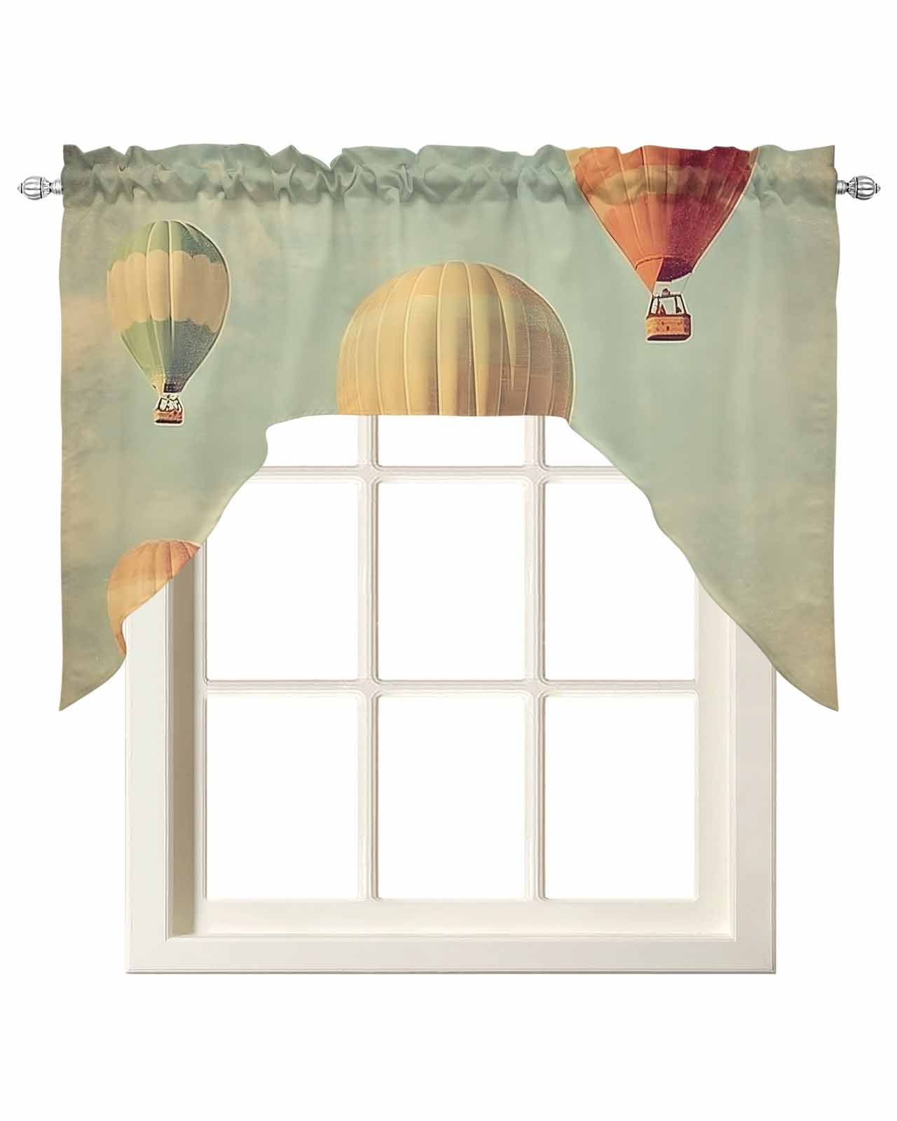 Floating Hot Air Balloon Kitchen Swag Valances for Windows, Modern ...