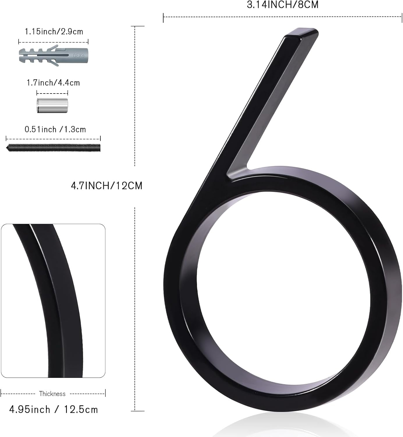 Floating House Number 1, 6 Inch Modern House Numbers For Home, Mailbox, Str - Walmart.com