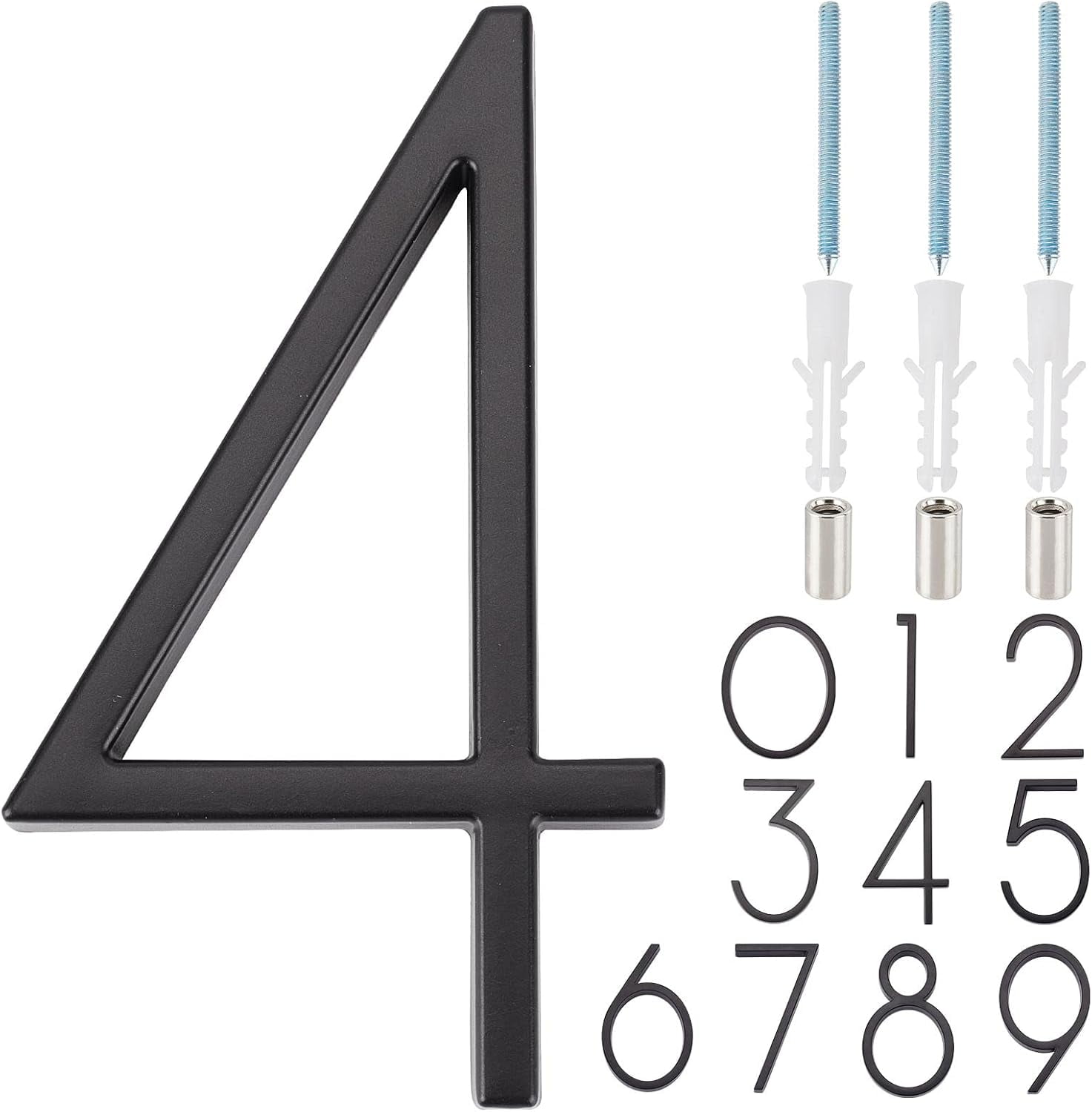 Floating House Number 4 Address Numbers for House Alloy Metal Large ...