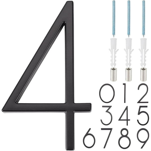 Floating House Number 4 Address Numbers for House Alloy Metal Large ...