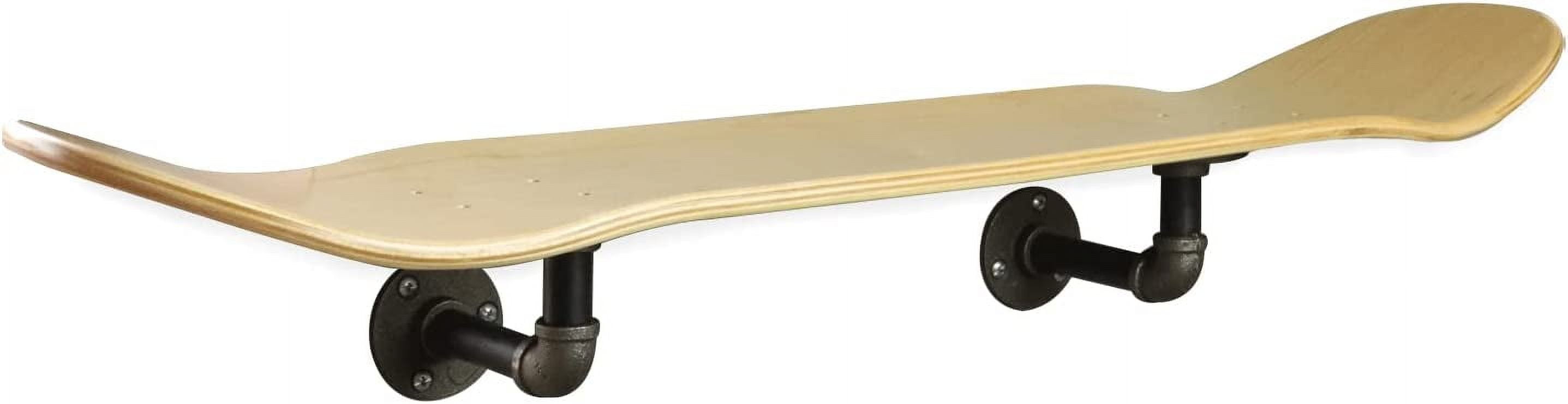 Floating Industrial Style Skateboard Deck Shelf with Pipe Mounting ...