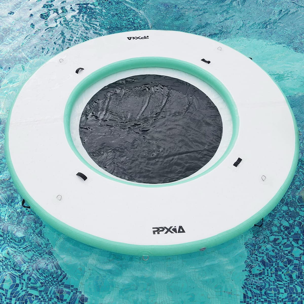 Floating Inflatable Dock 10 FT Circle Mesh Swim Lounge Float Island ...
