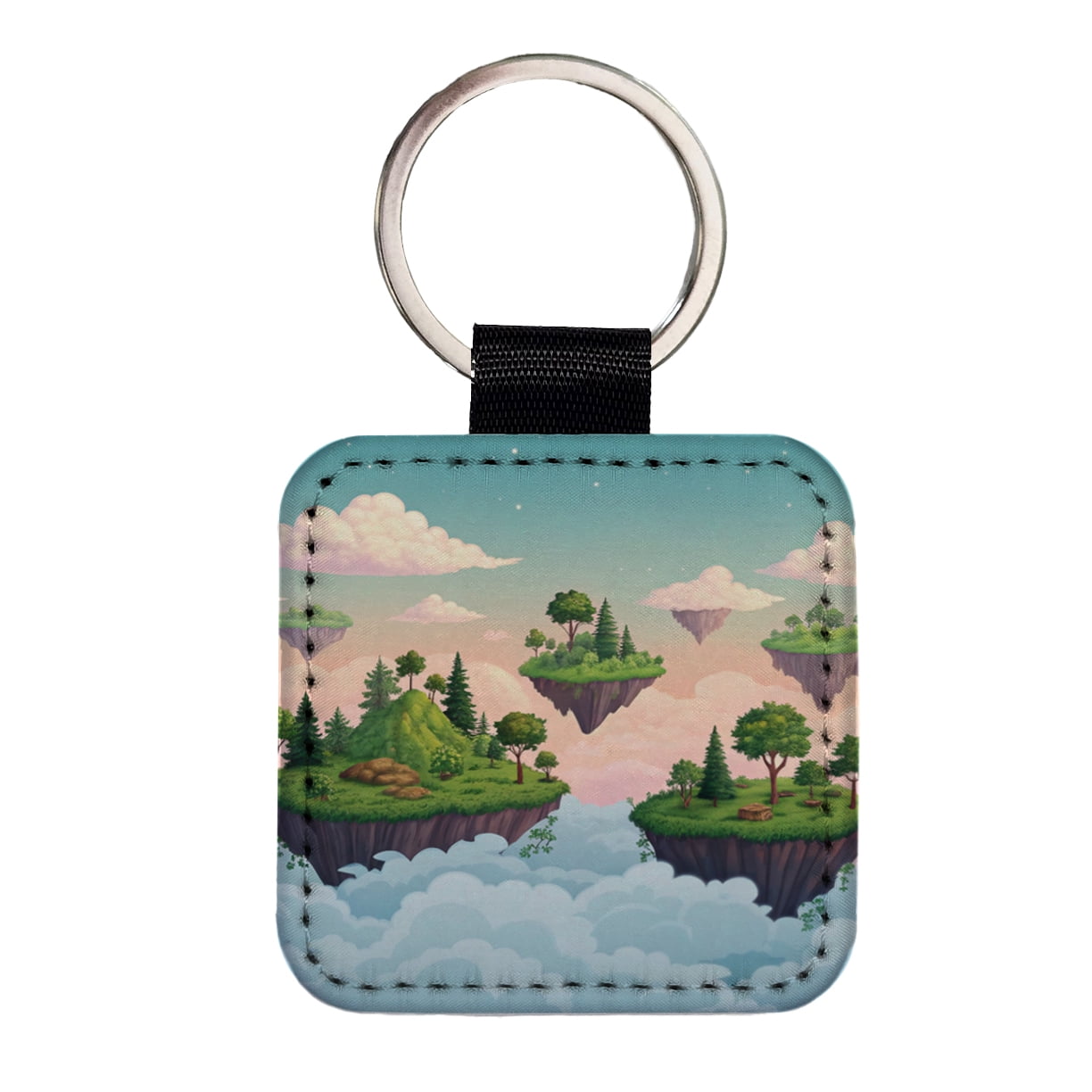 Floating Islands In The Sky Faux Leather Square Keychain - Walmart.com