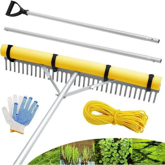 Floating Lake Rake, 36" Aluminum All Purpose Lake and Landscape Rake ...