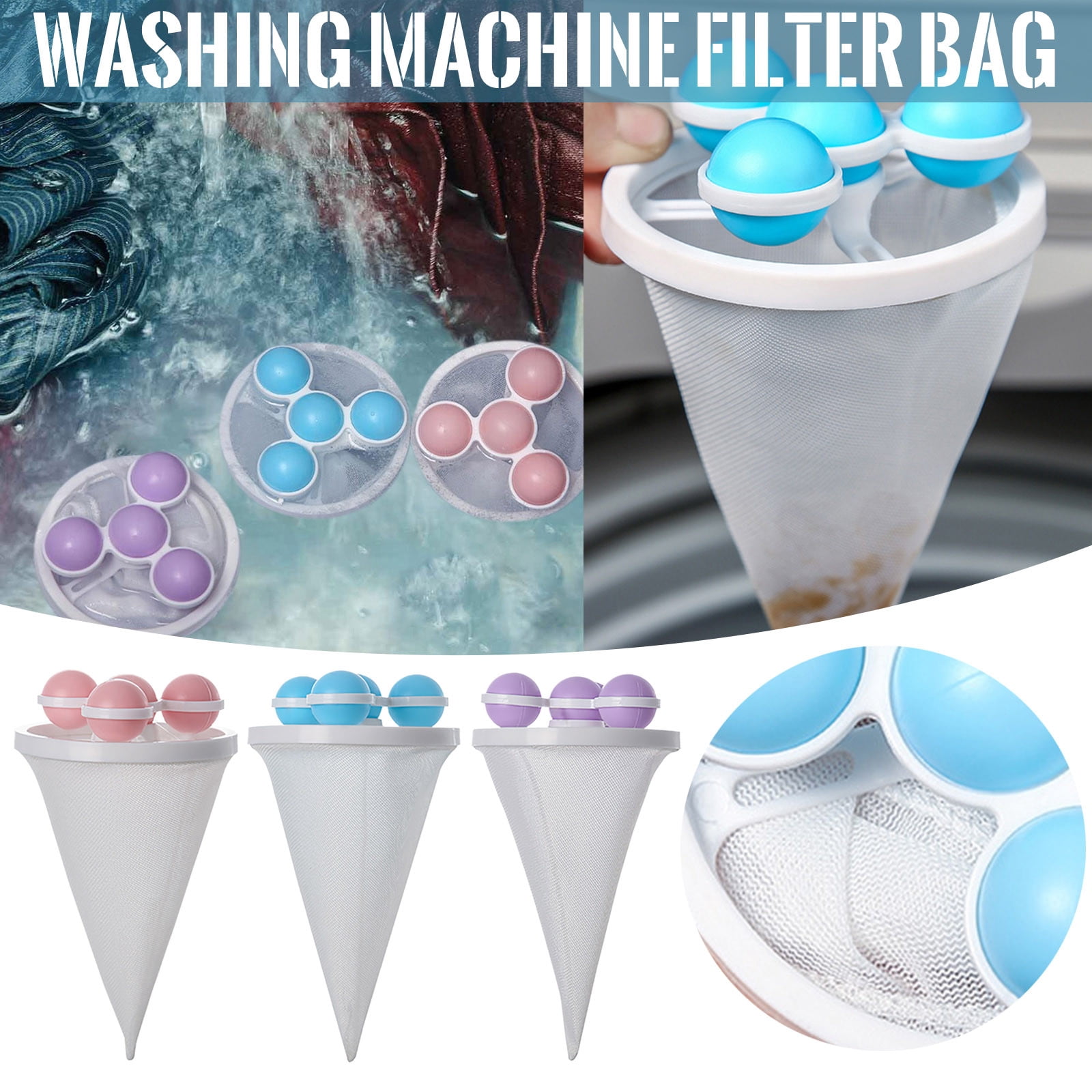 Floating Laundry Hair Catcher - Reusable Pet Hair Filter Mesh Bag for ...