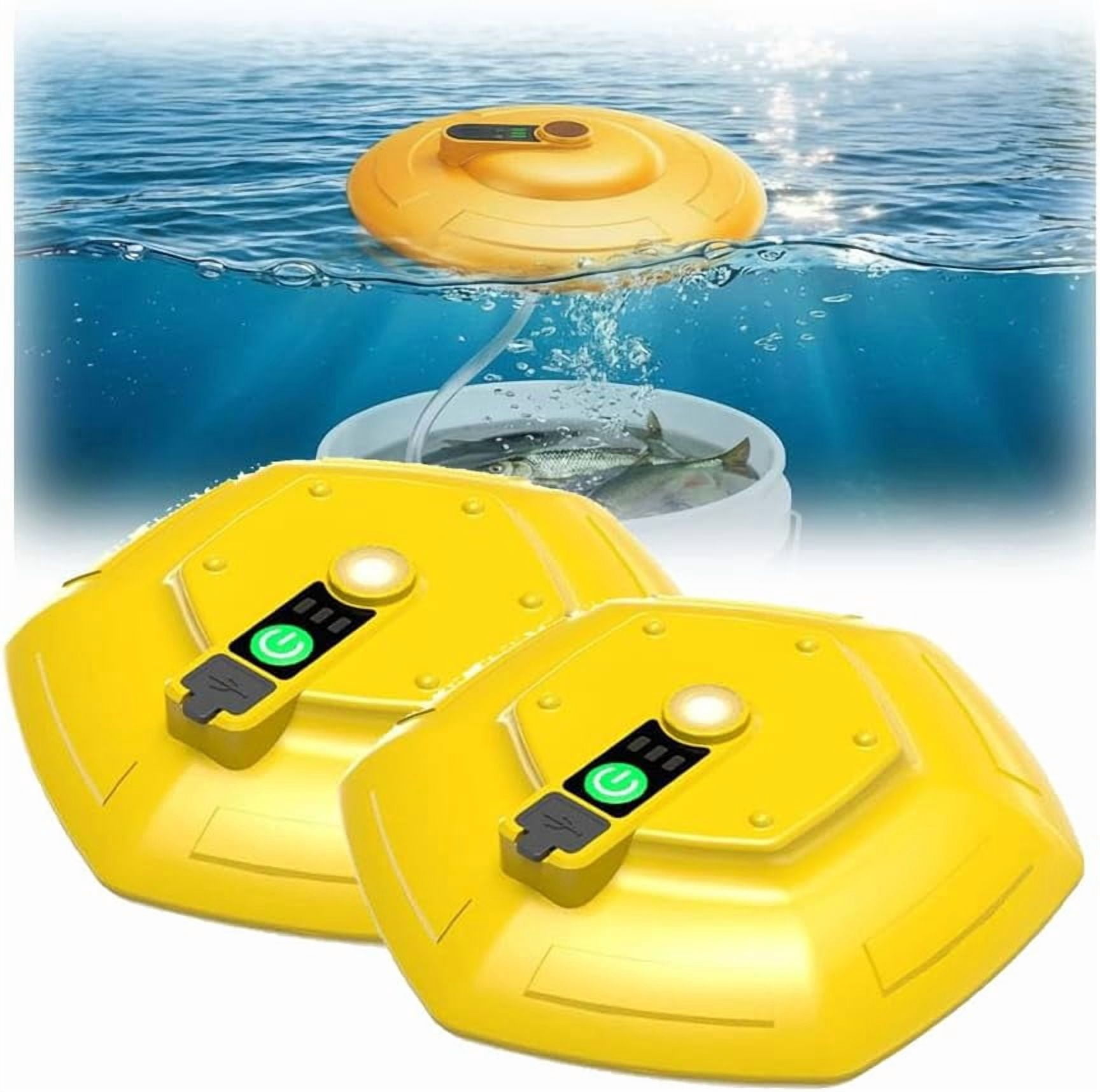 Floating Live Bait Aerator for Bait Bucket,IPX7 Waterproof Ultra-Quiet ...