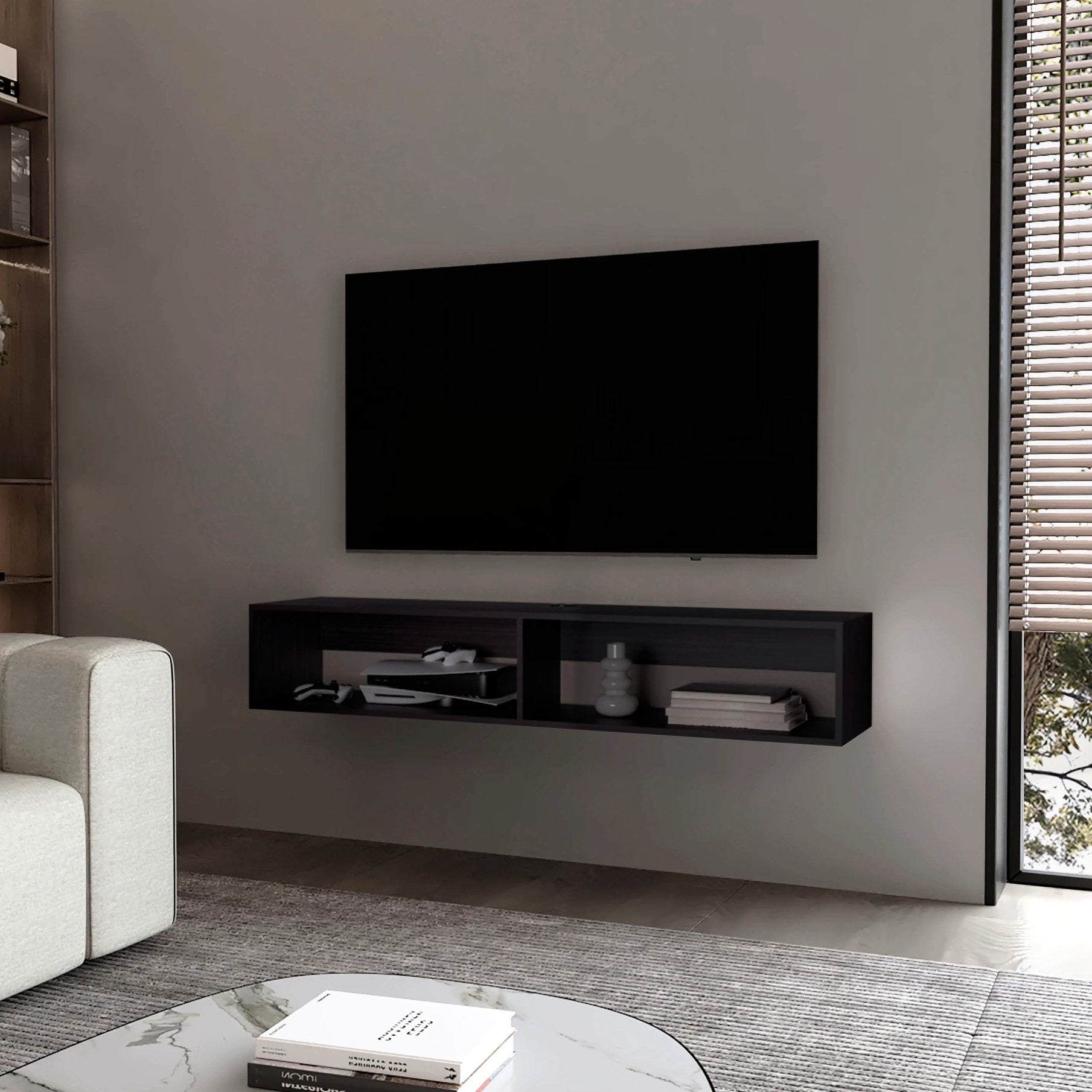 Floating Media Rack | Open Storage for Easy Access in Entertainment ...