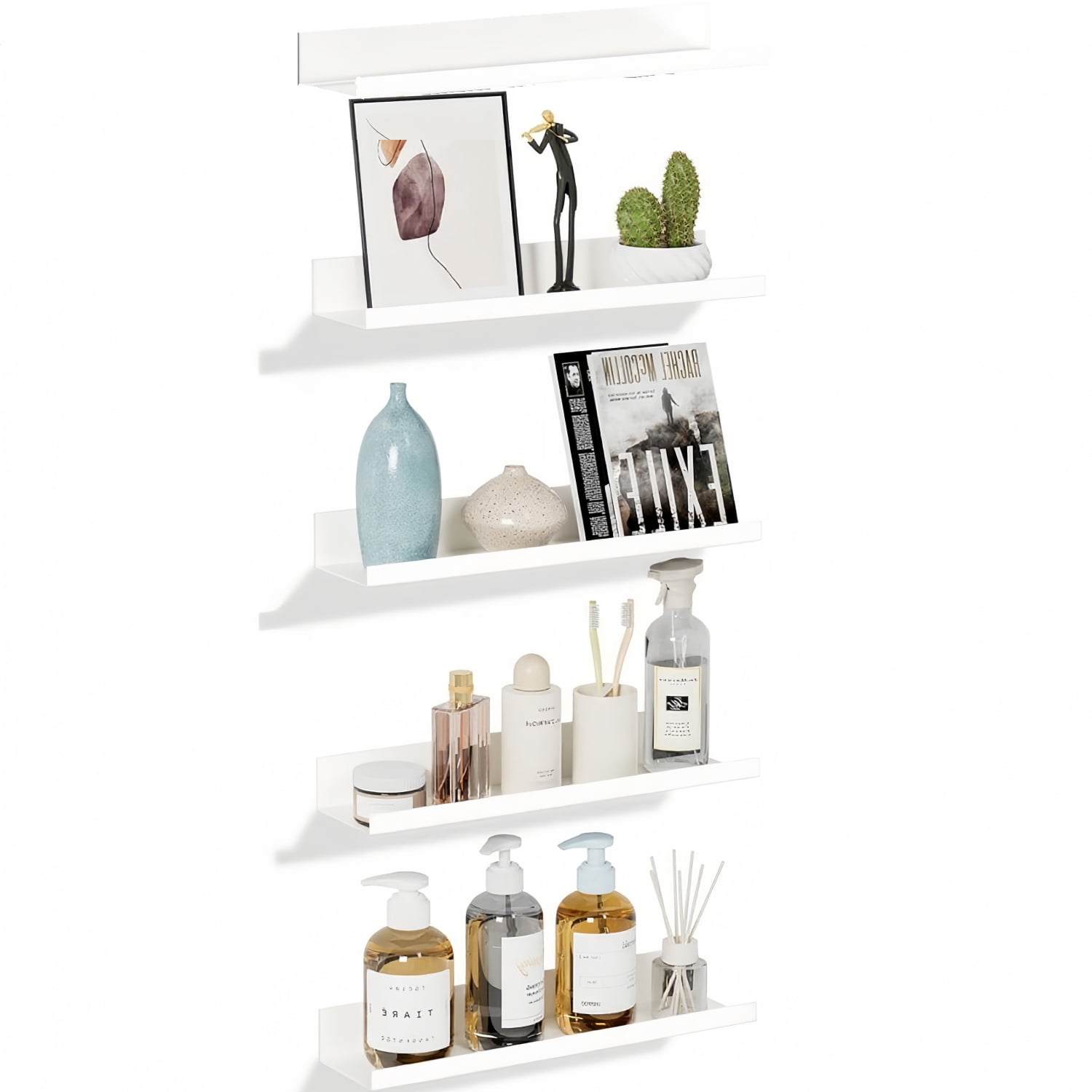 Floating Metal Wall Shelves Picture Ledge W/Lip, Set of 5 Heavy Duty ...