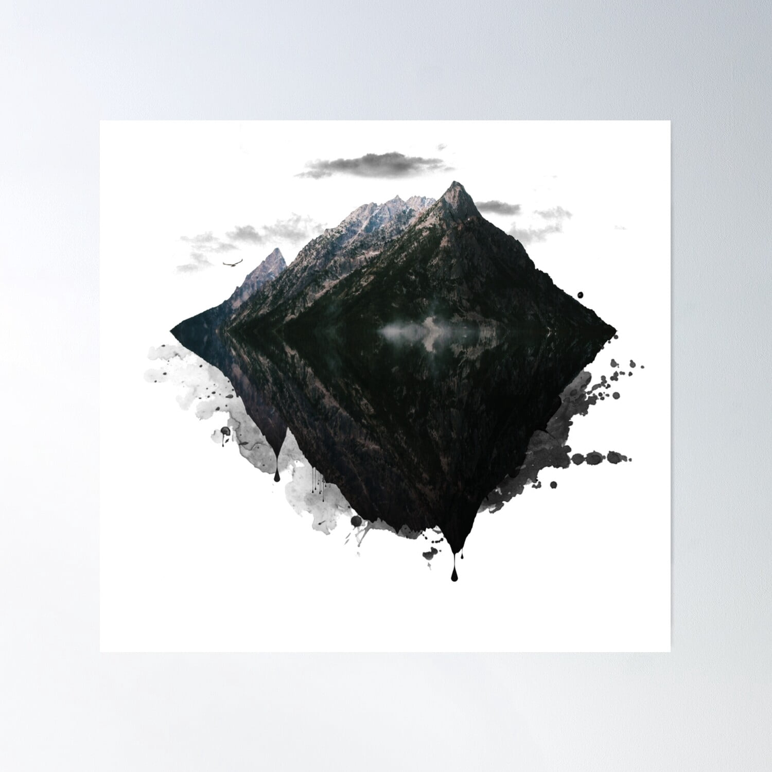 Floating Mountain Island With Skies Poster Wall Art, Modern Wall Decor ...