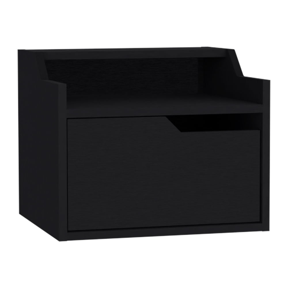 Floating Nightstand Chester,Bedroom,Black,Black Engineered Wood ...