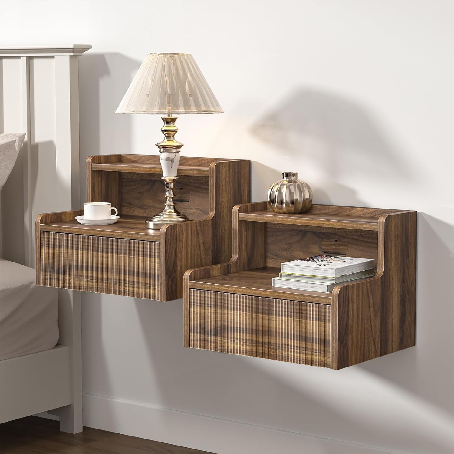 Floating Nightstand Set of 2 - Wall Mounted Night Stand with Drawer ...