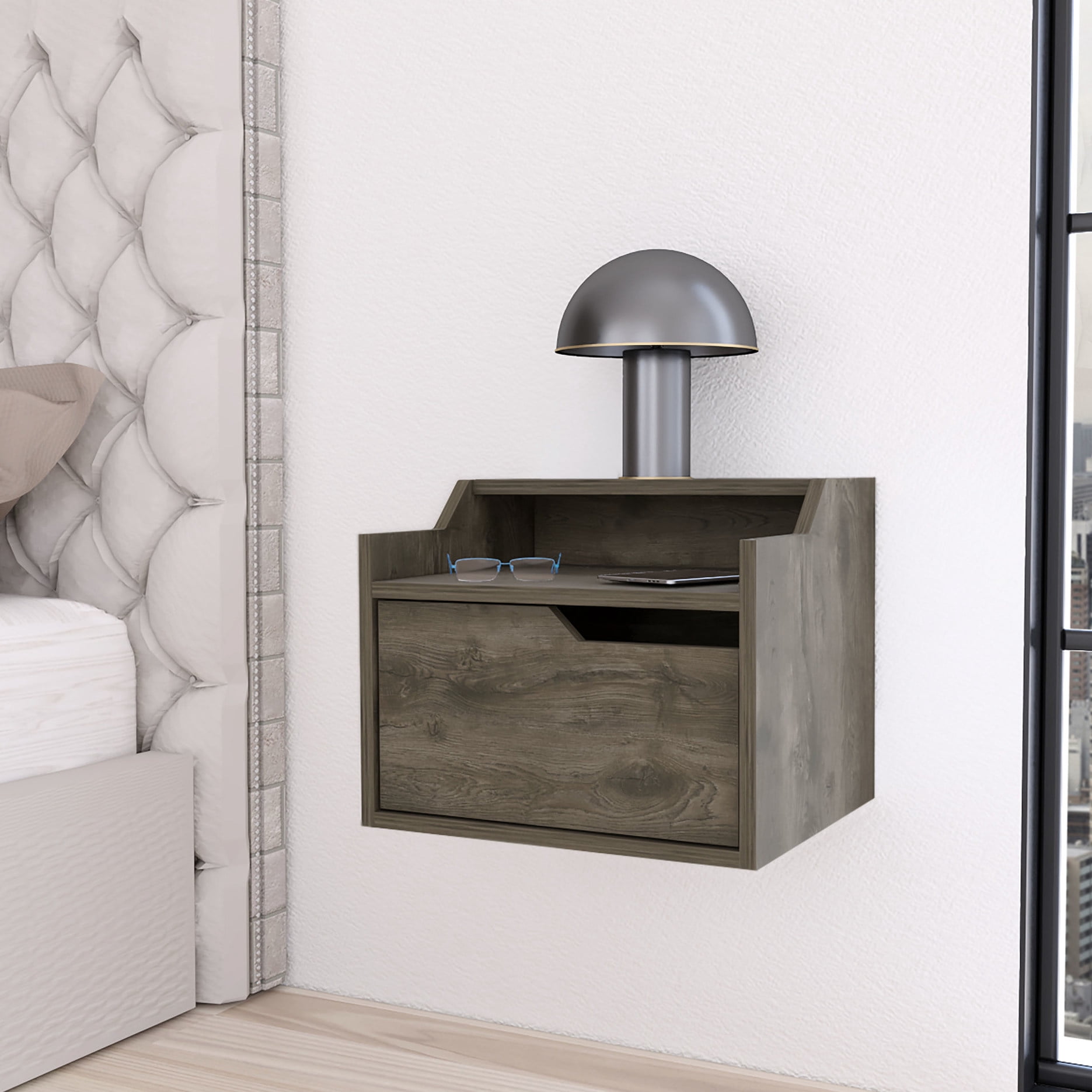Floating Nightstand with Shelf and Storage Drawer | Ideal for Bedroom ...