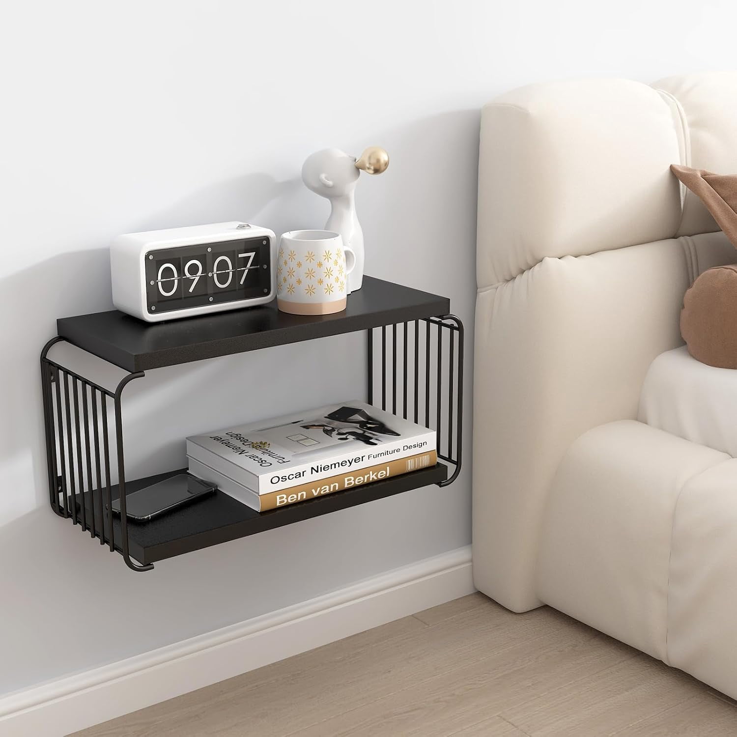 Floating Nightstand Shelves, Modern Night Stand for Bedroom, Wood ...