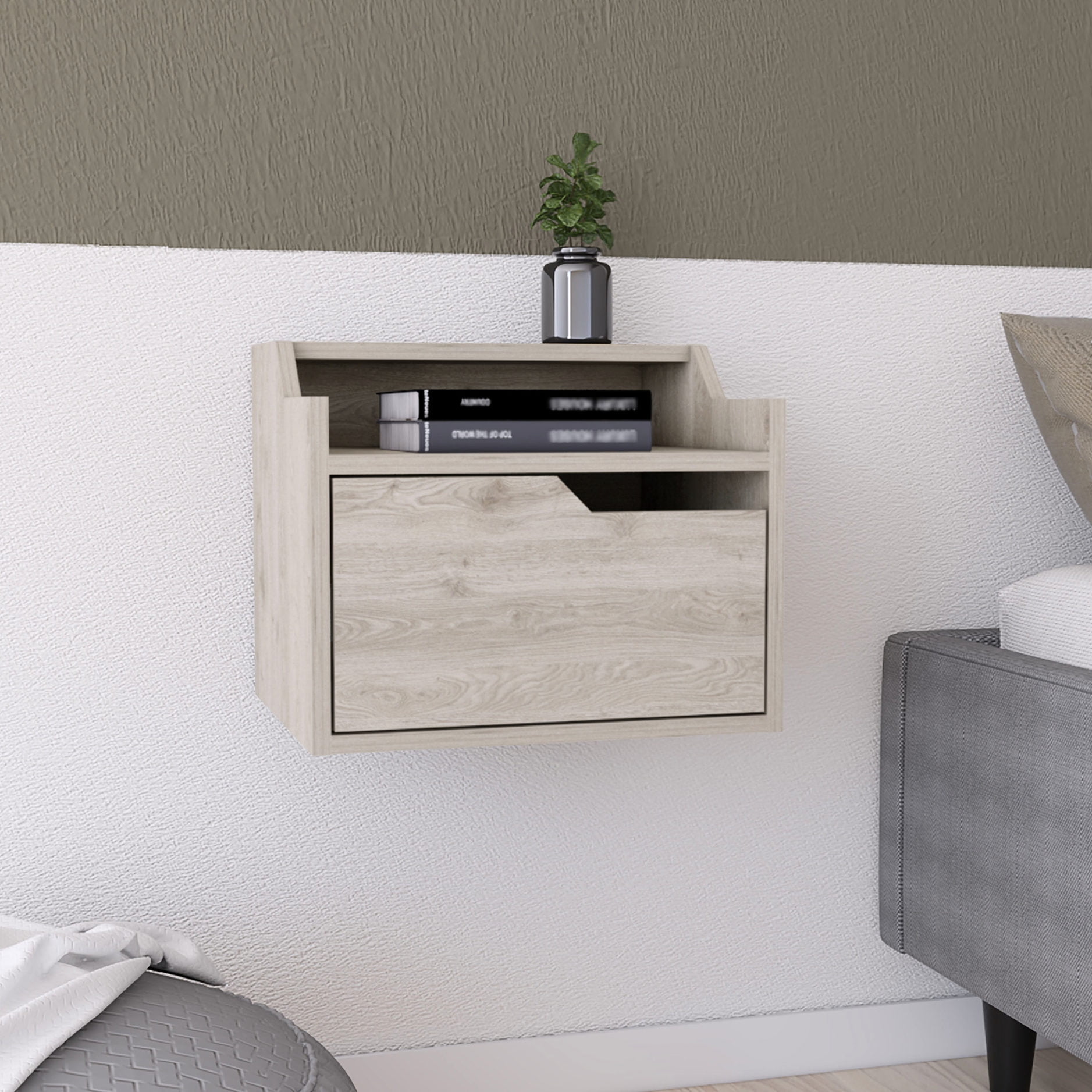 Floating Nightstand | Wall - Mounted to Elevate Room Look, Drawer for ...