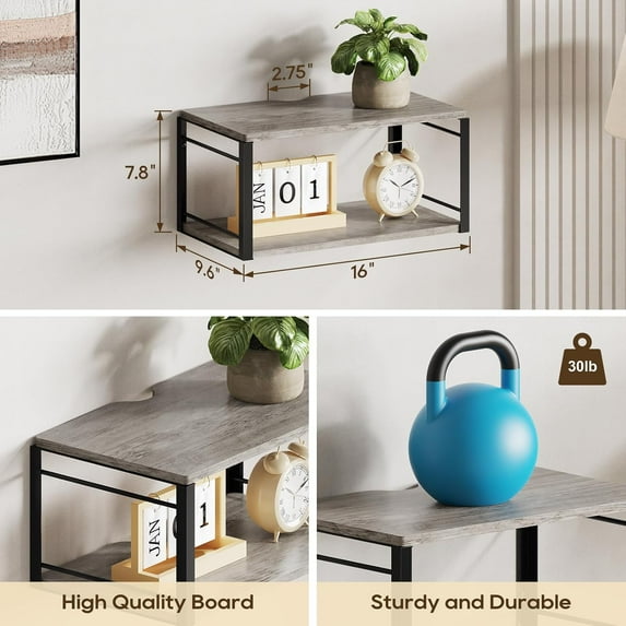 Floating Nightstand Wall Shelf, Wood Bedside Shelf Wall Mounted ...