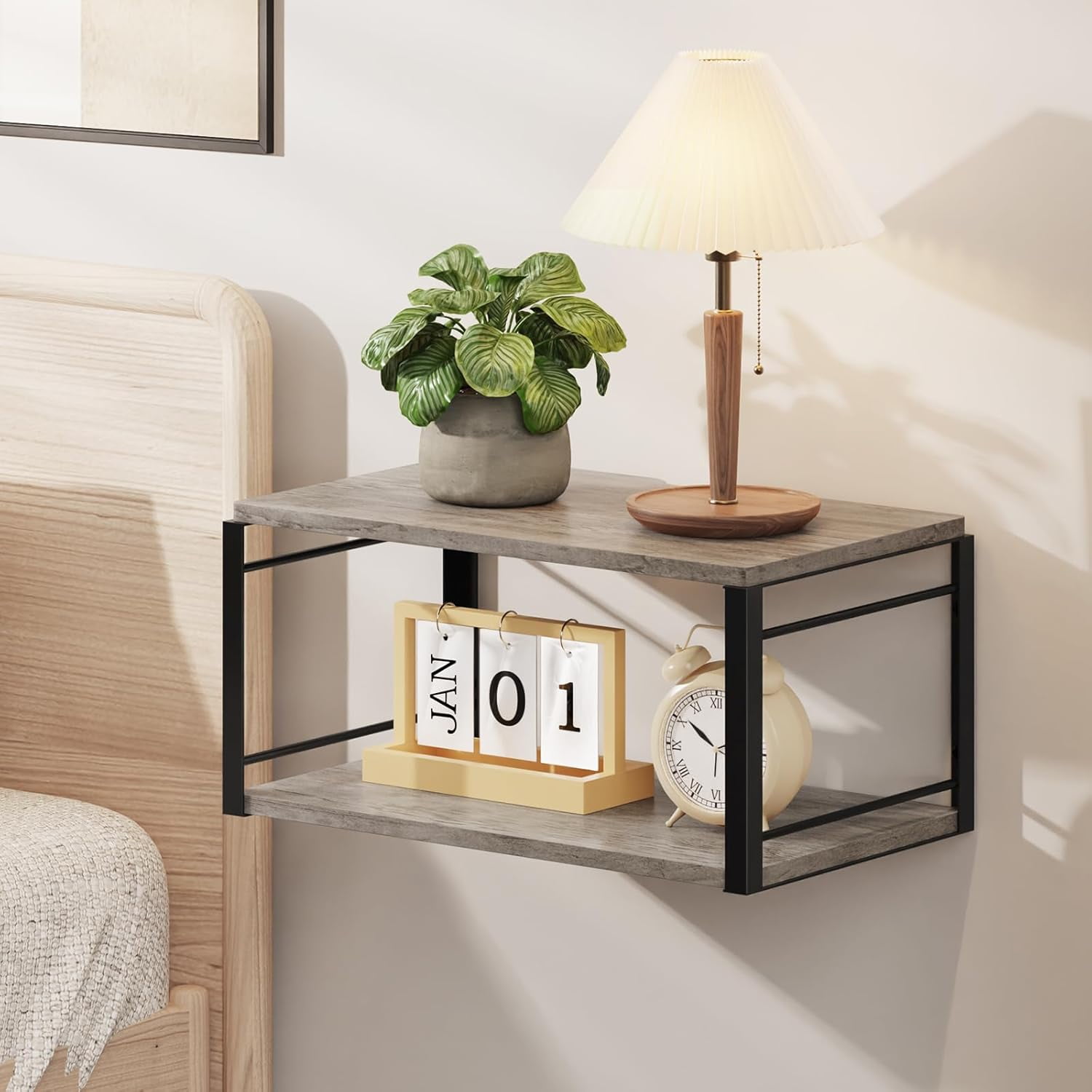 Floating Nightstand, Wood Bedside Shelf Wall Mounted Nightstand ...