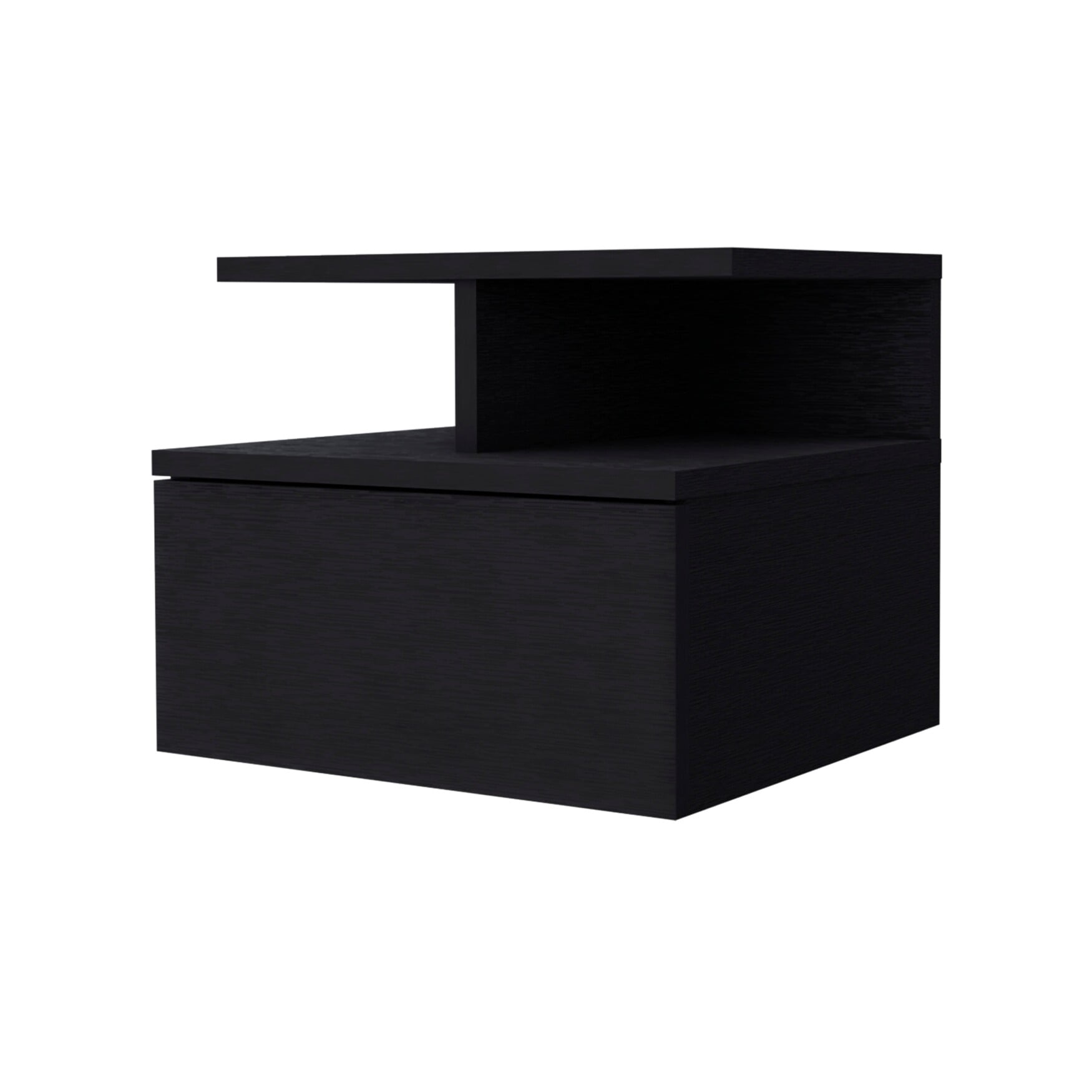 Floating Nightstand with 1-Drawer, all Mounted Nightstand with 2-Tier ...