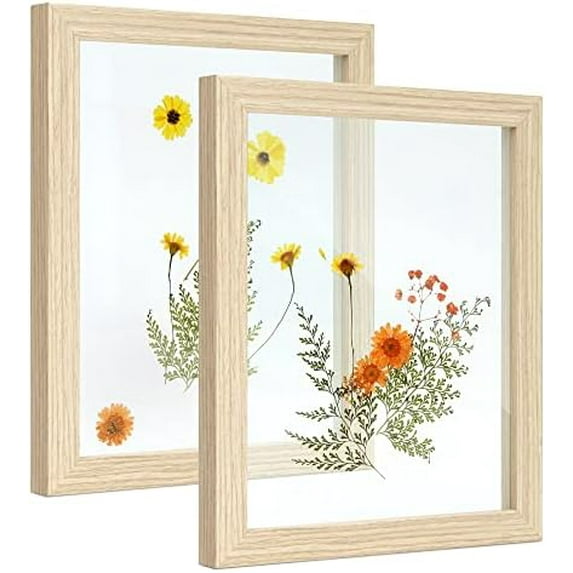 Floating Picture Frames 8x10 Set of 2, Wooden Photo Frame Double Glass ...