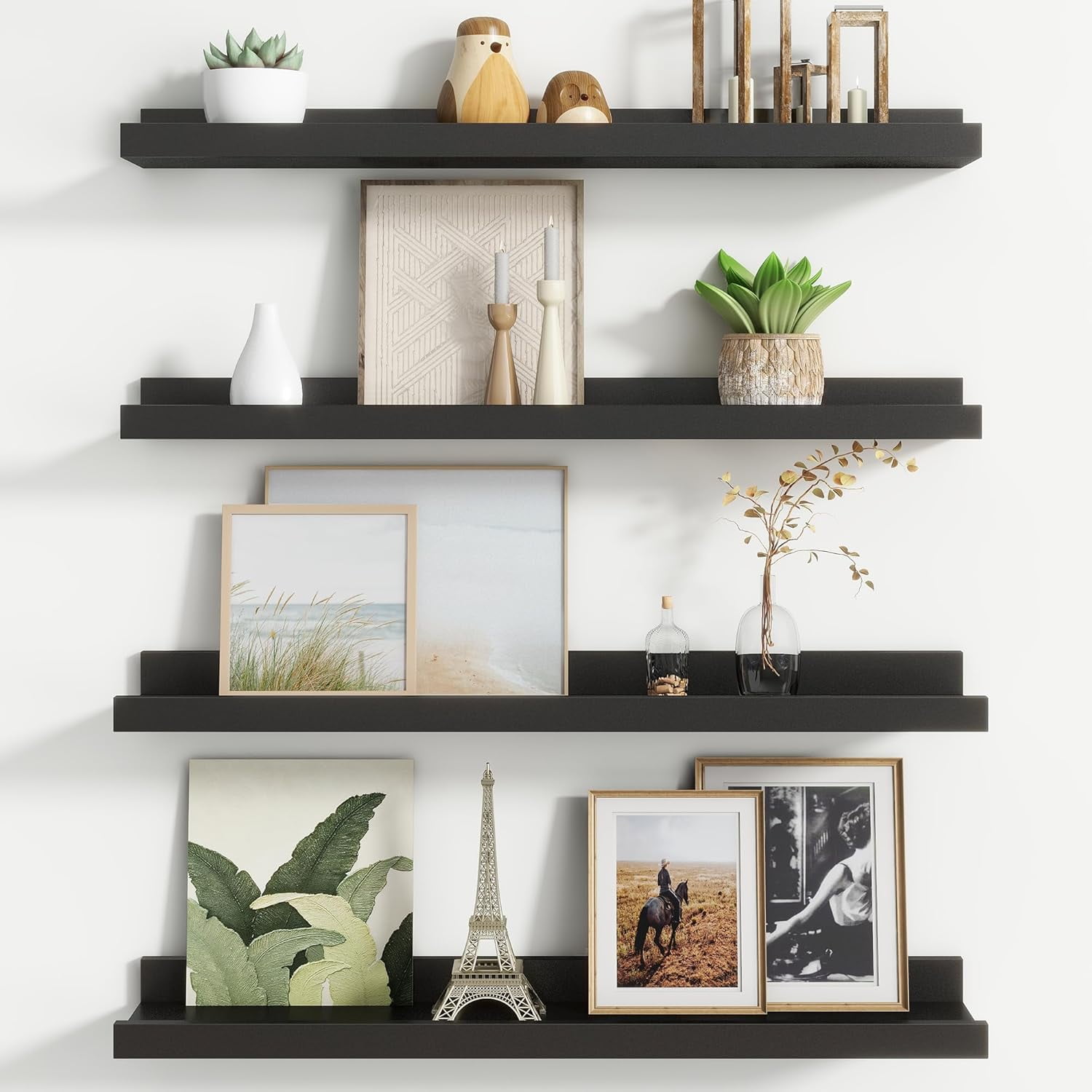 Floating Picture Ledge Shelves for Wall Set of 4, 24 Inch Wall Shelves ...
