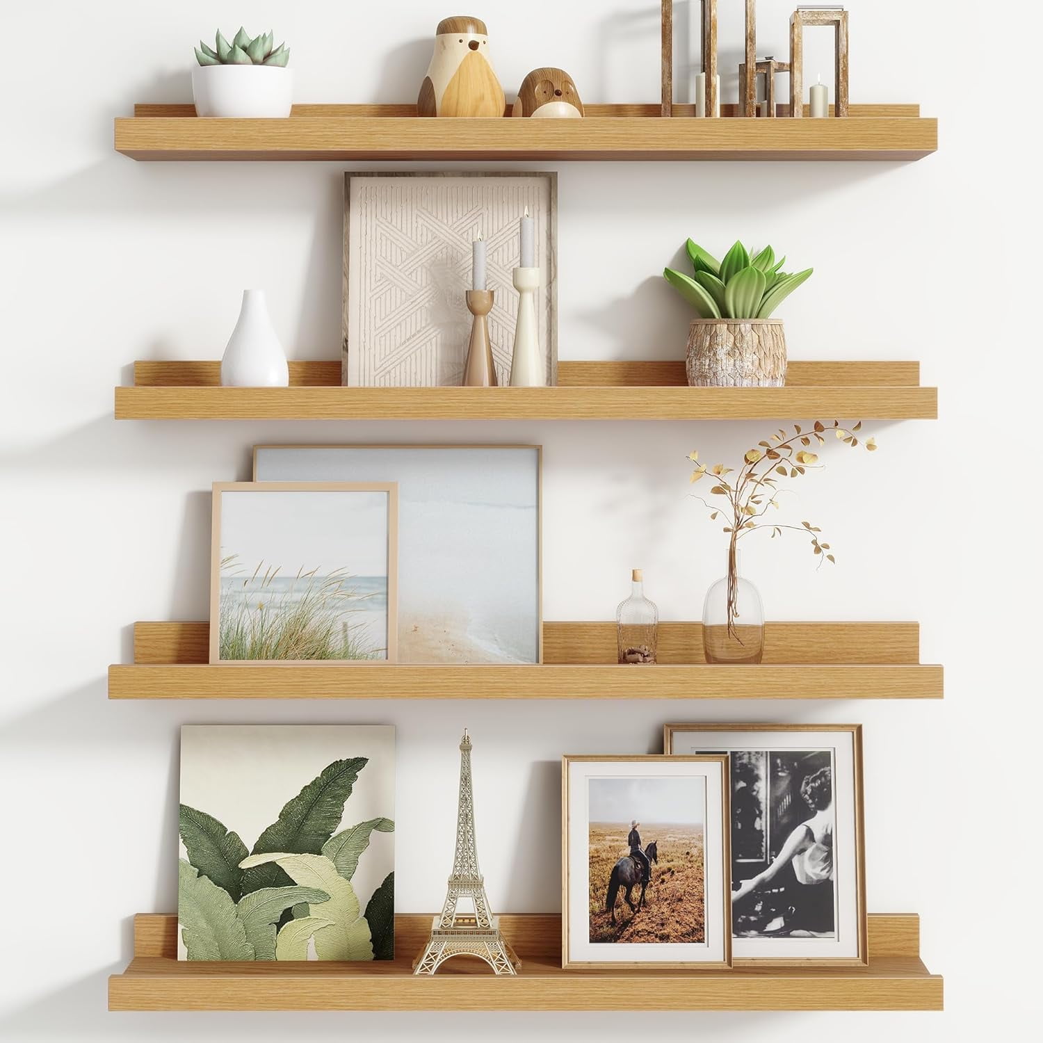 Floating Picture Ledge Shelves for Wall Set of 4, 24 Inch Wall Shelves ...