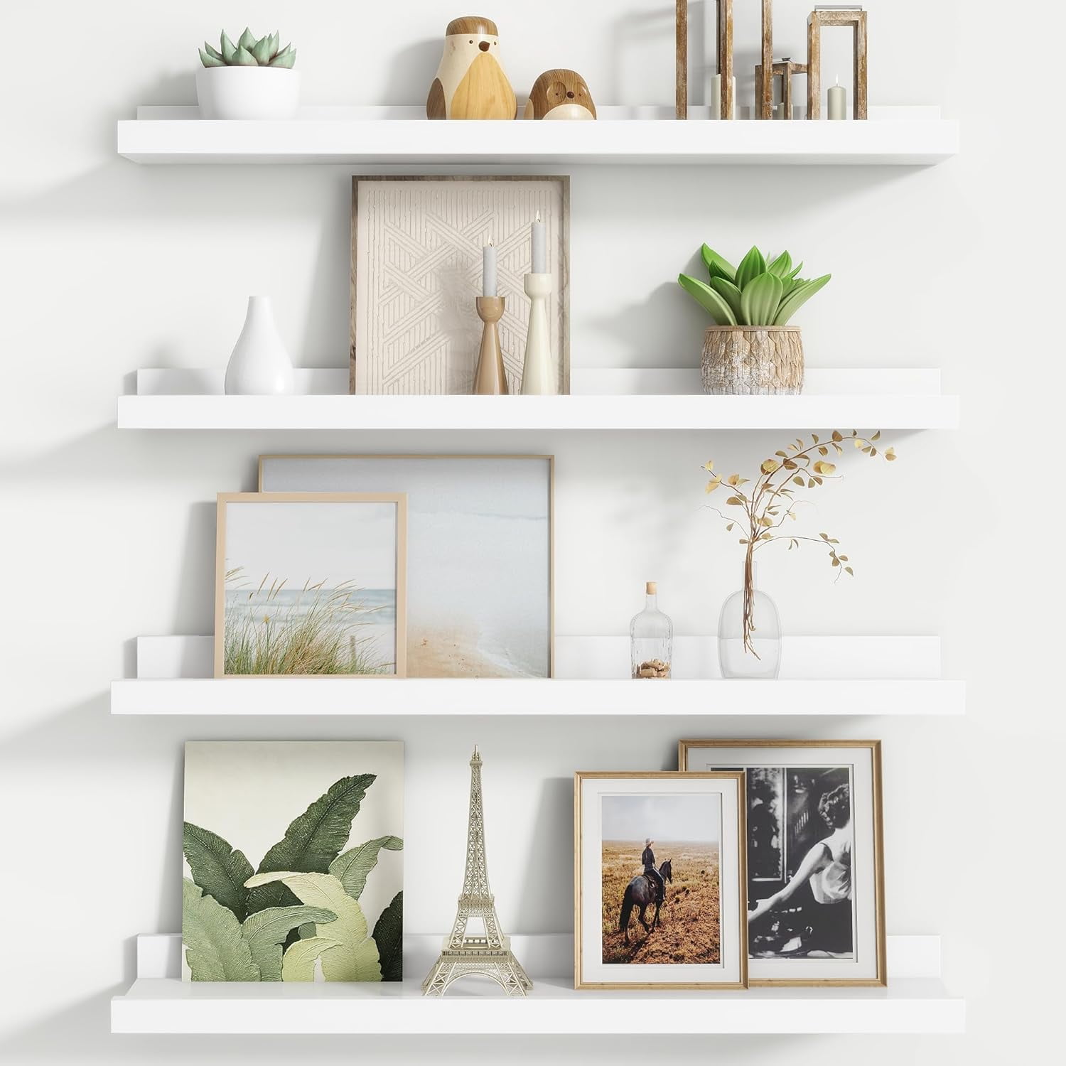 Floating Picture Ledge Shelves for Wall Set of 4, 24 Inch Wall Shelves ...