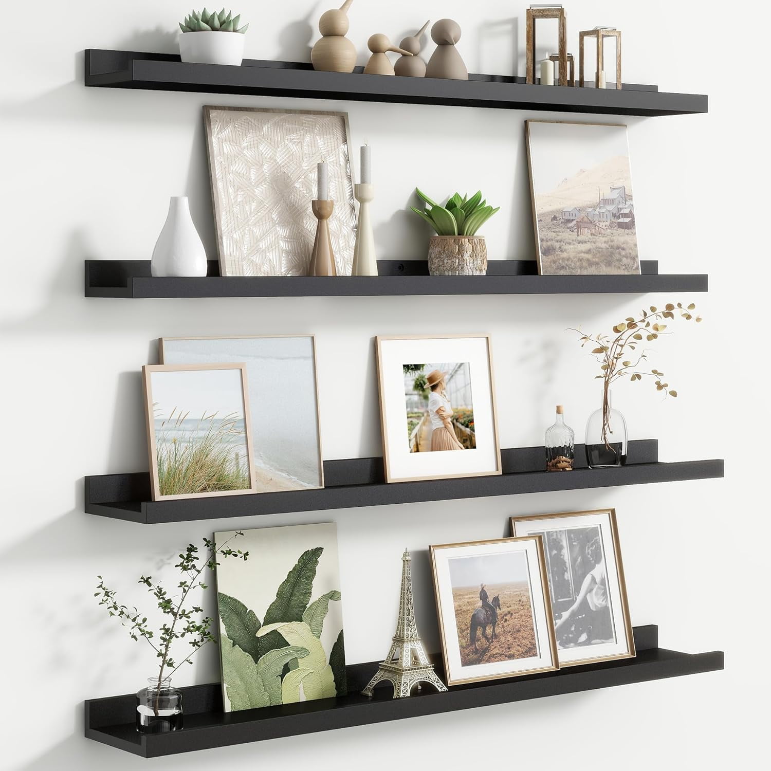 Floating Picture Ledge Shelves for Wall Set of 4, 36 Inch Wall Shelves ...