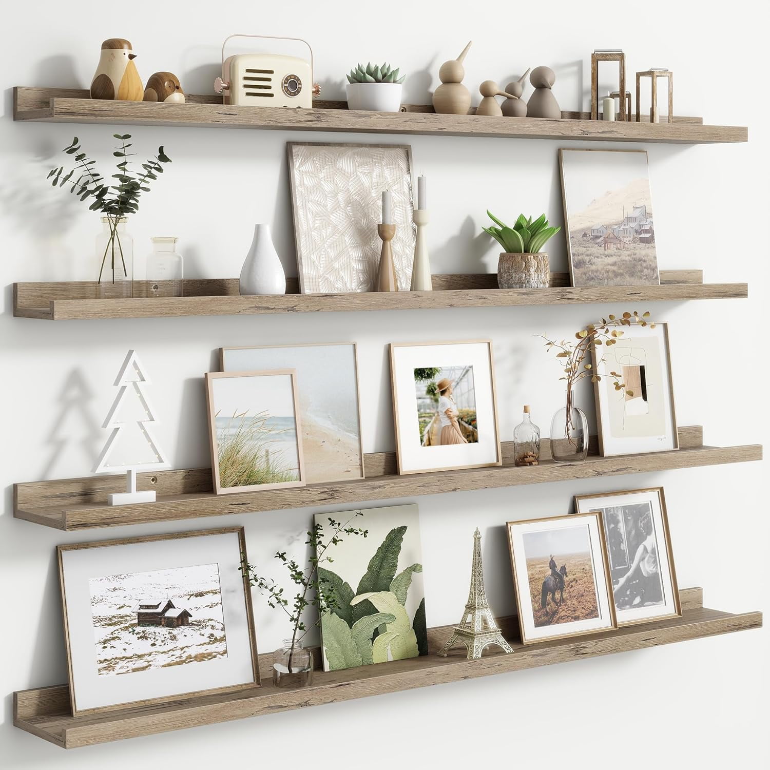 Floating Picture Ledge Shelves for Wall Set of 4, 48 Inch Wall Shelves ...