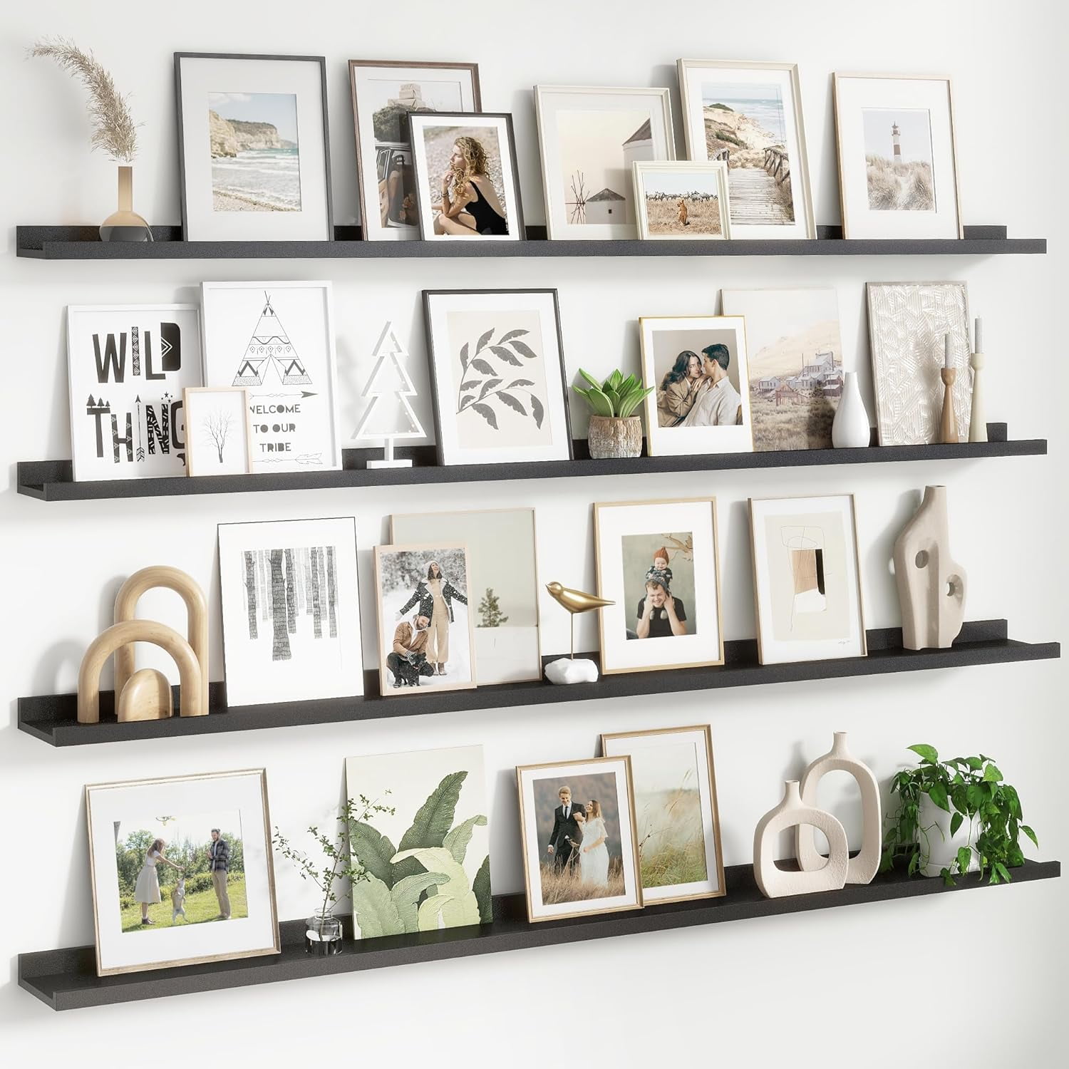 Floating Picture Ledge Shelves for Wall Set of 4, 72 Inch Wall Shelves ...