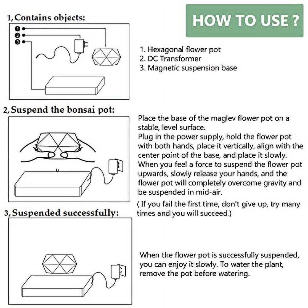 Floating Plant Pot,Magnetic Levitating Plant Pot for Air Plants ...