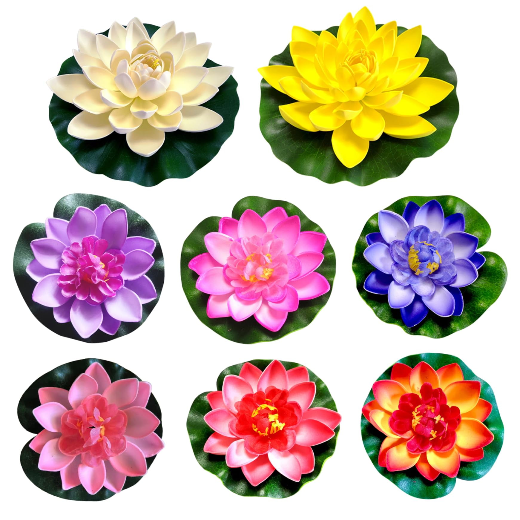 Floating Pond Decor for Outdoor Ponds, 8Pcs 4 Inch Artificial Lotus ...