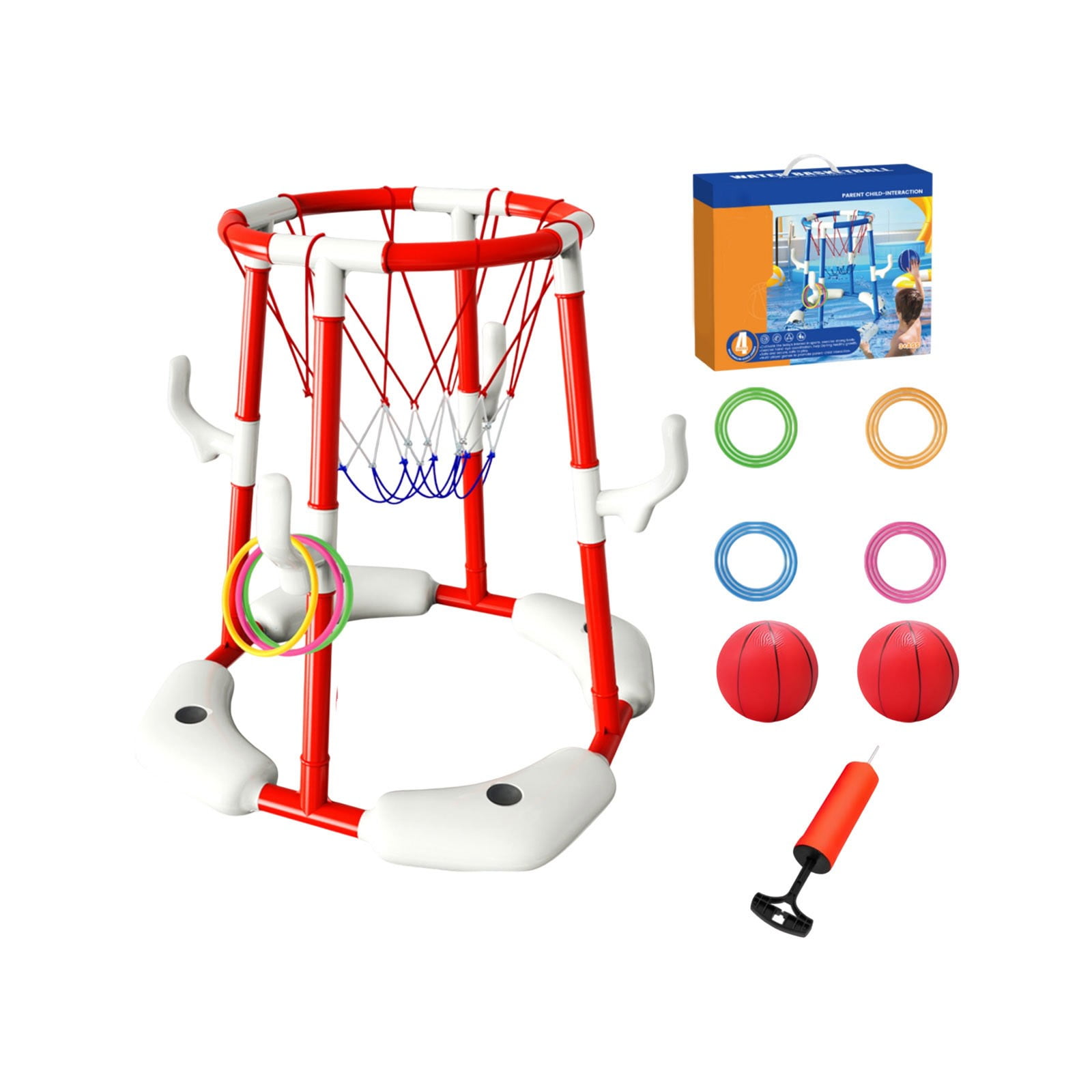 Floating Pool Basketball Hoop,2-Included Inflatable Balls,Outdoor Water ...
