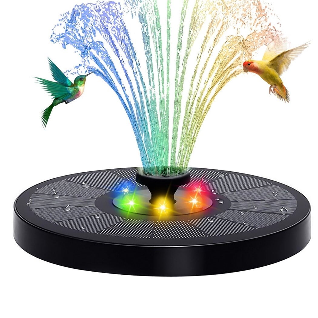 Floating Pool Fountain with 7-Color LED Lights, Rechargeable Solar ...