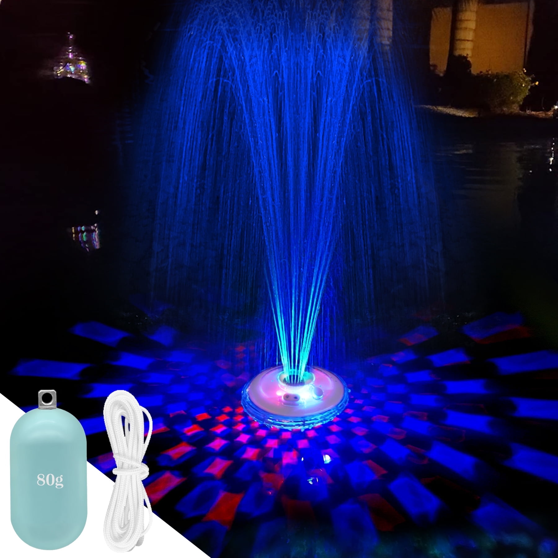 Blufree Floating Pool Fountain with Underwater Light Spray Modes for ...