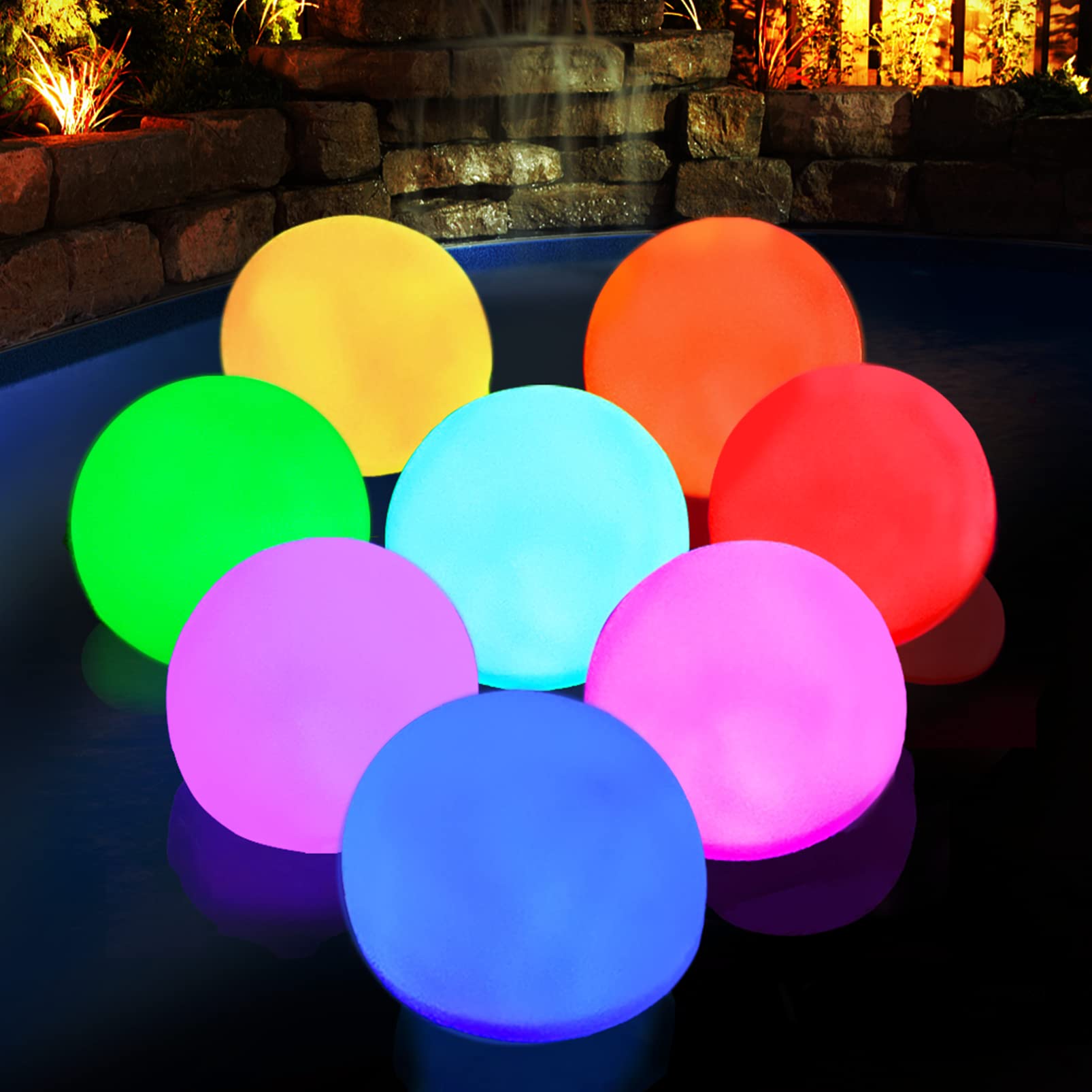 Floating Pool Light Ball, RGB Color Changing Bath Tub Light, IP68 Waterproof Orb Light up Ball ...