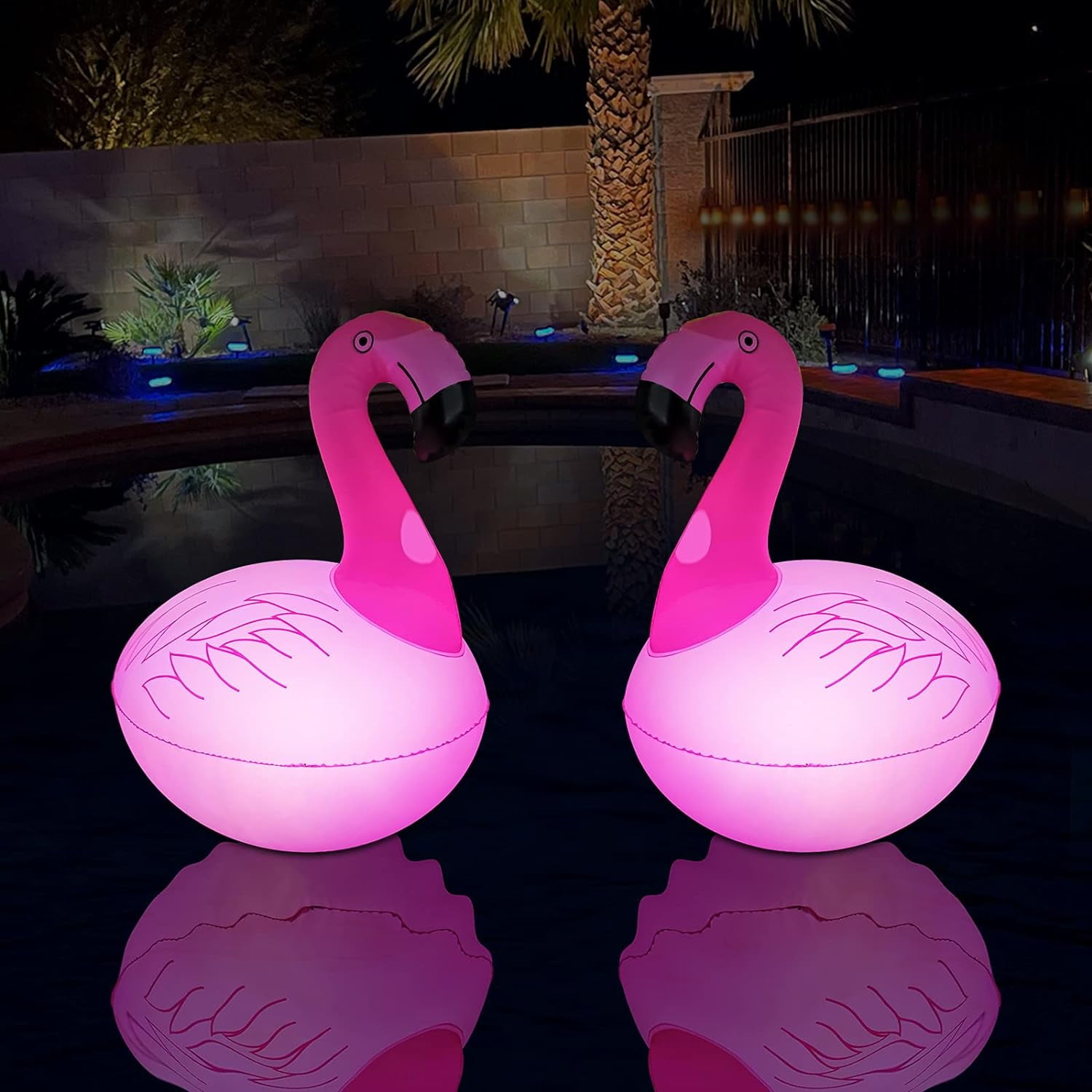 Floating Pool Lights Pack of 2, Solar Flamingo Pool Lights Waterproof ...