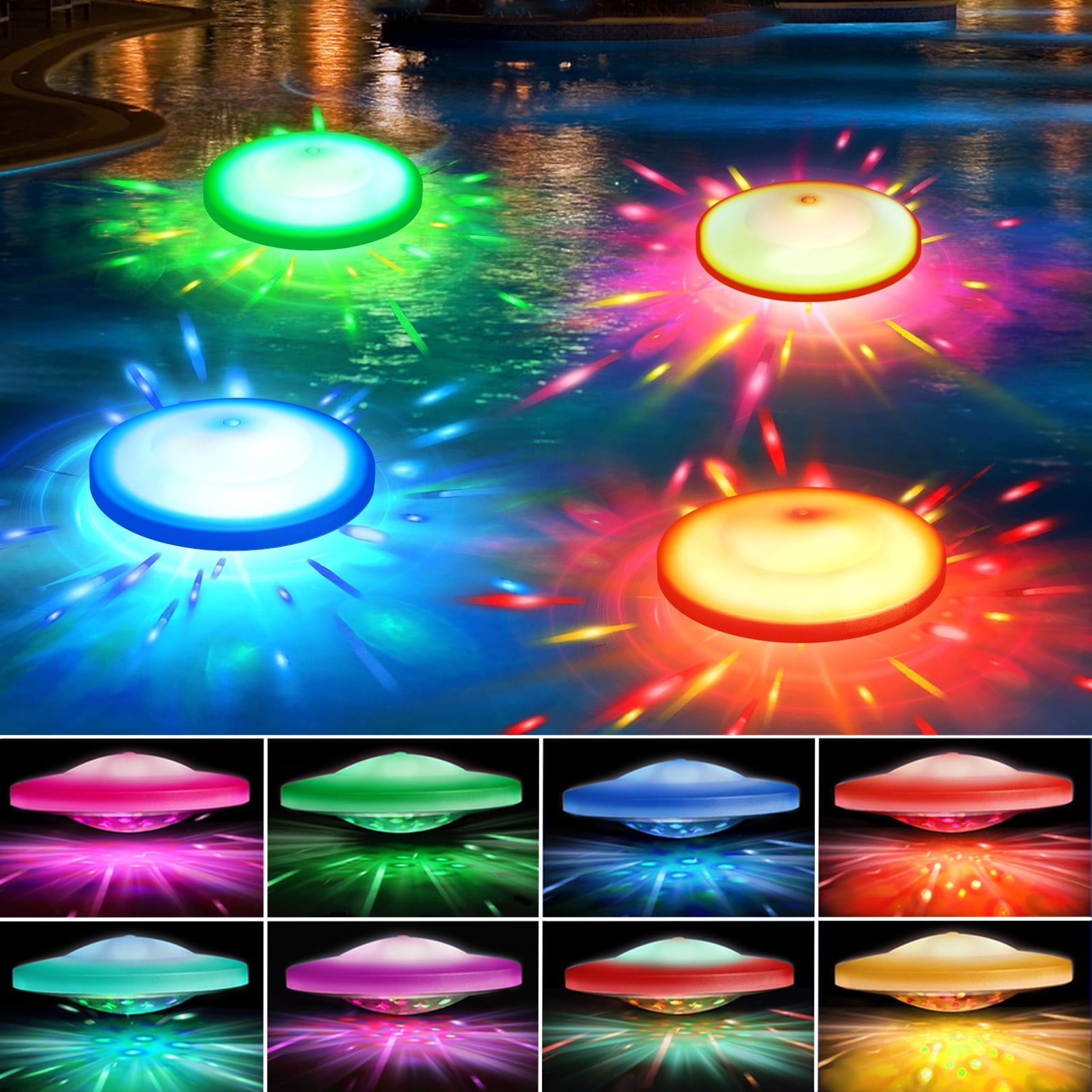 Floating Pool Lights, RGB Color Changing Pool Floating Lights Battery ...