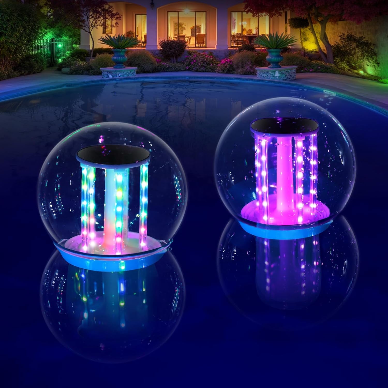 Floating Pool Lights, RGB Color Changing Solar Pool Lights That Float ...