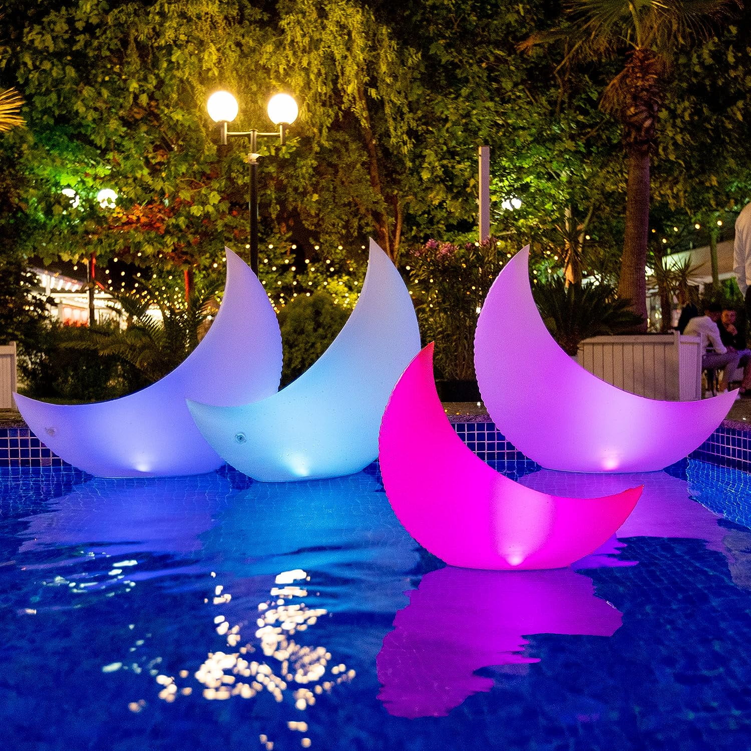 Floating Pool Lights Solar Powered - 4 PCS Crescent Moon Pool Lights ...