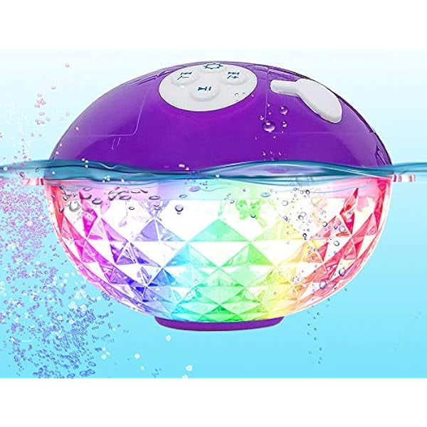 Floating Pool Speakers with Colorful Lights, Bluetooth Wireless Pool ...