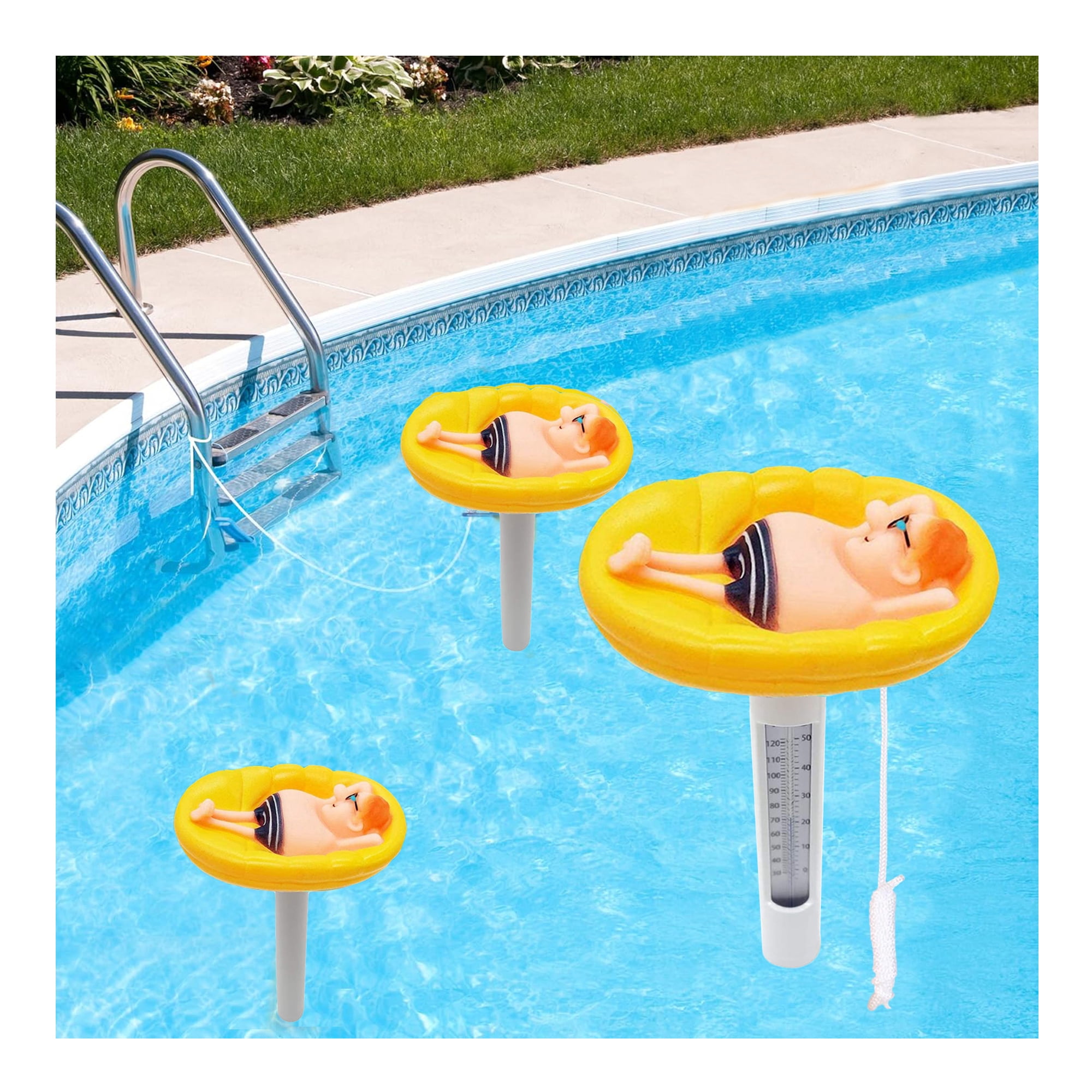 Floating Pool Thermometer, Easy Read for Water Temperature with String ...