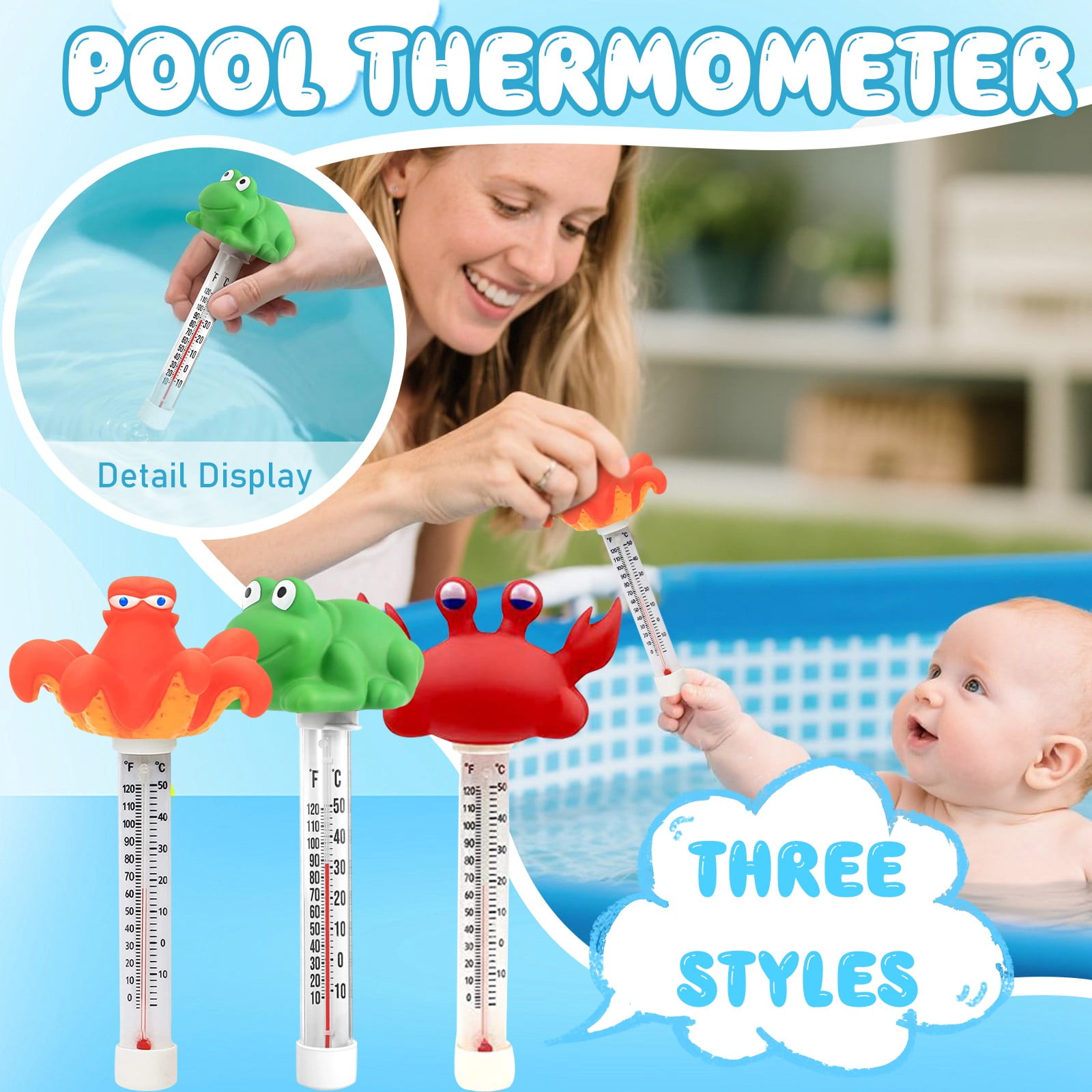 Floating Pool Thermometer, Large Size Easy Read for Water Temperature ...