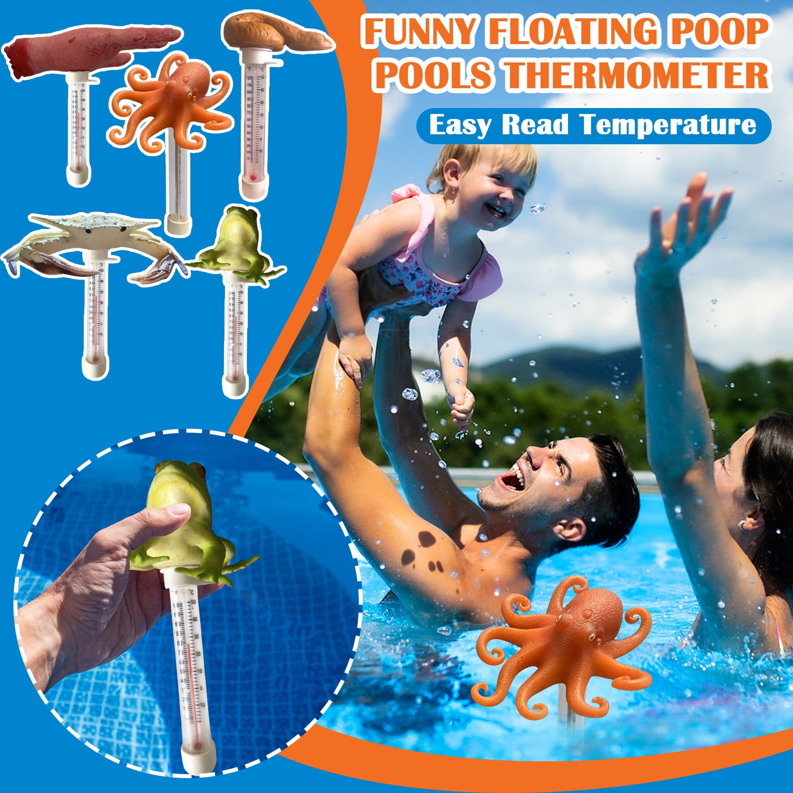 Floating Pool Thermometer Swimming Pools Thermometer Floating Frog ...